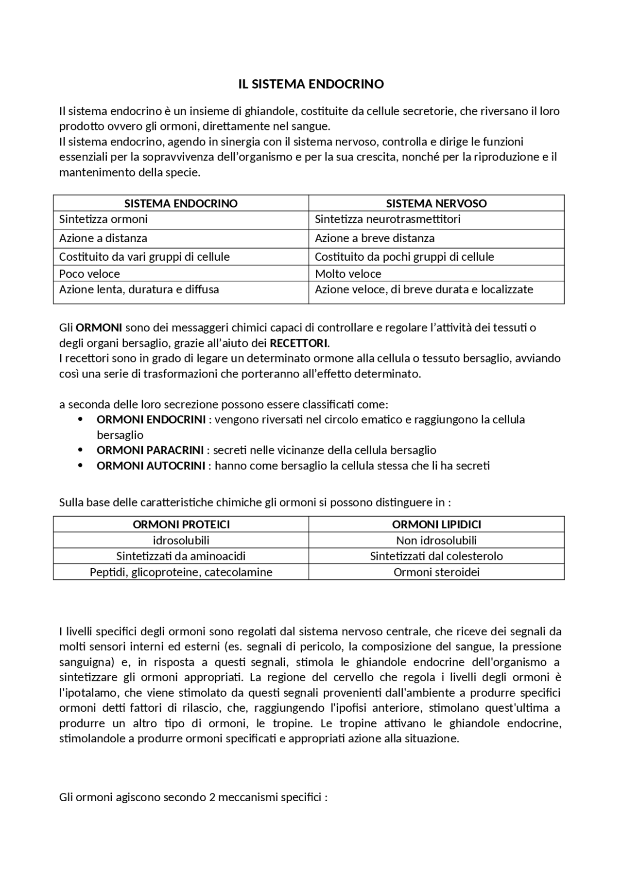 Il Sistema Endocrino Scienze Mediche Docsity