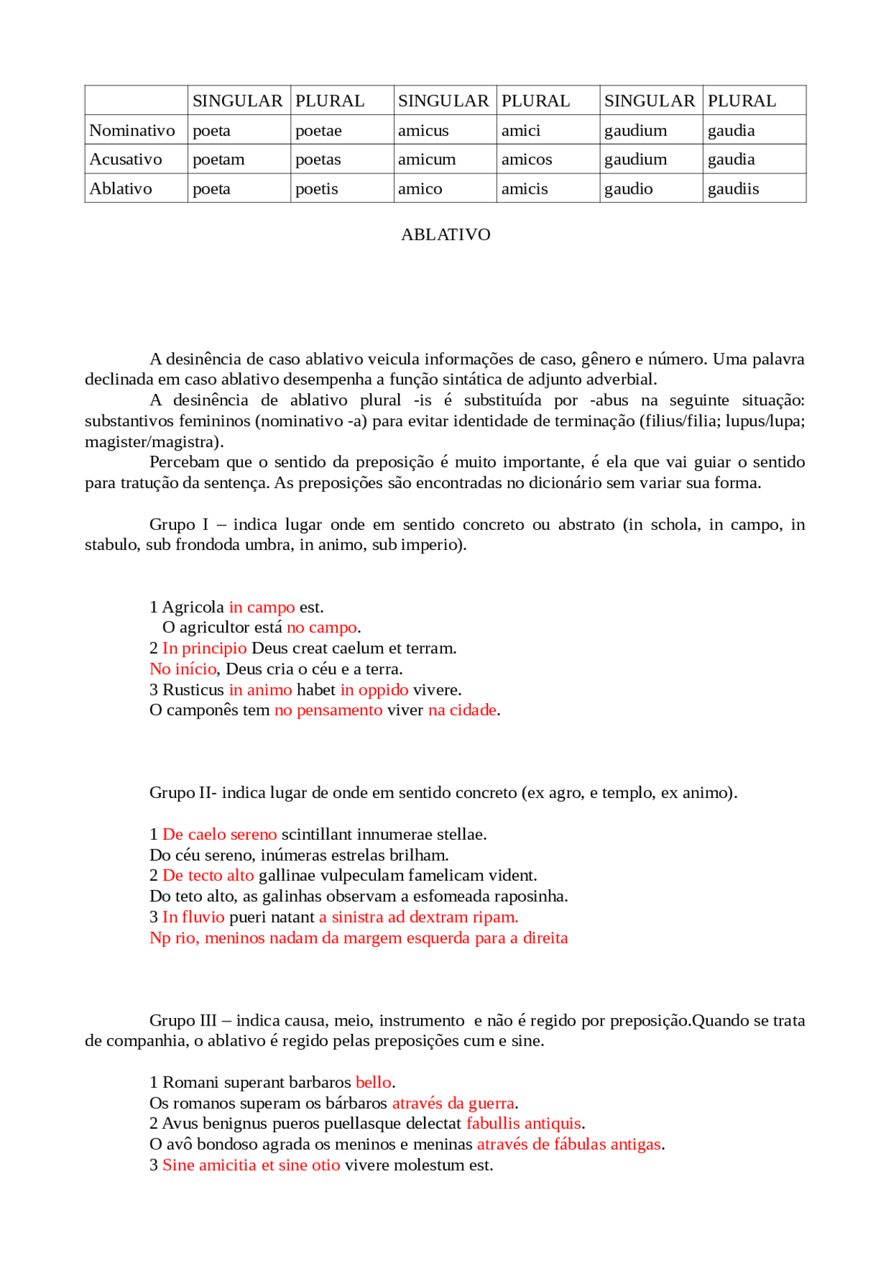 Genitivo Caso genitivo - Docsity