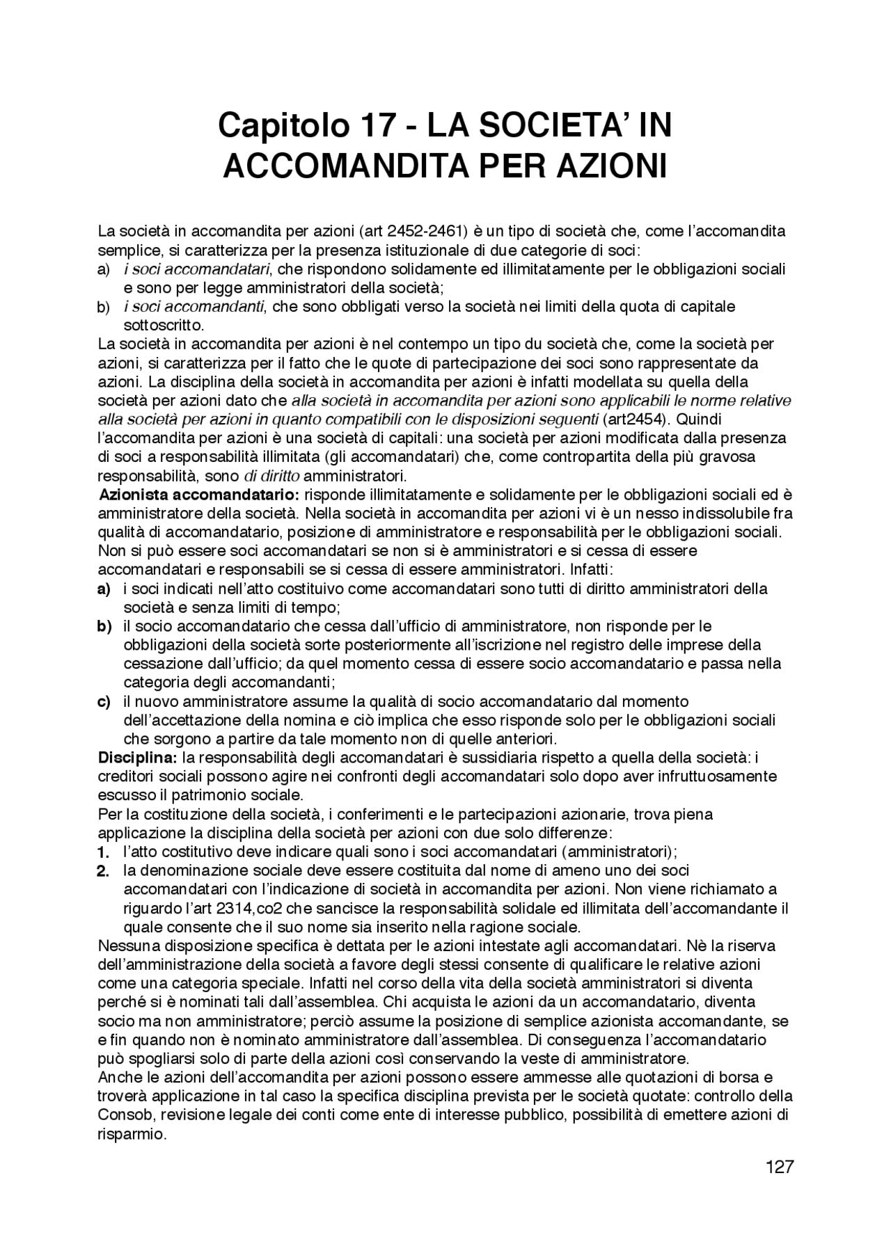 Diritto Commerciale Società In Accomandita Semplice Docsity