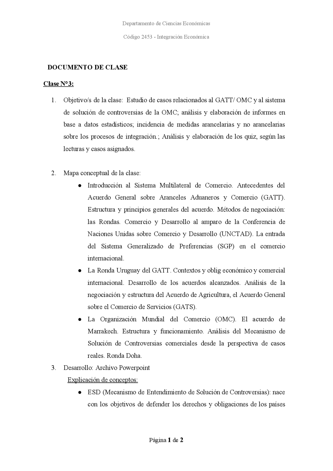 Clase 3: Integración Económica - Análisis OMC y Solución de ...