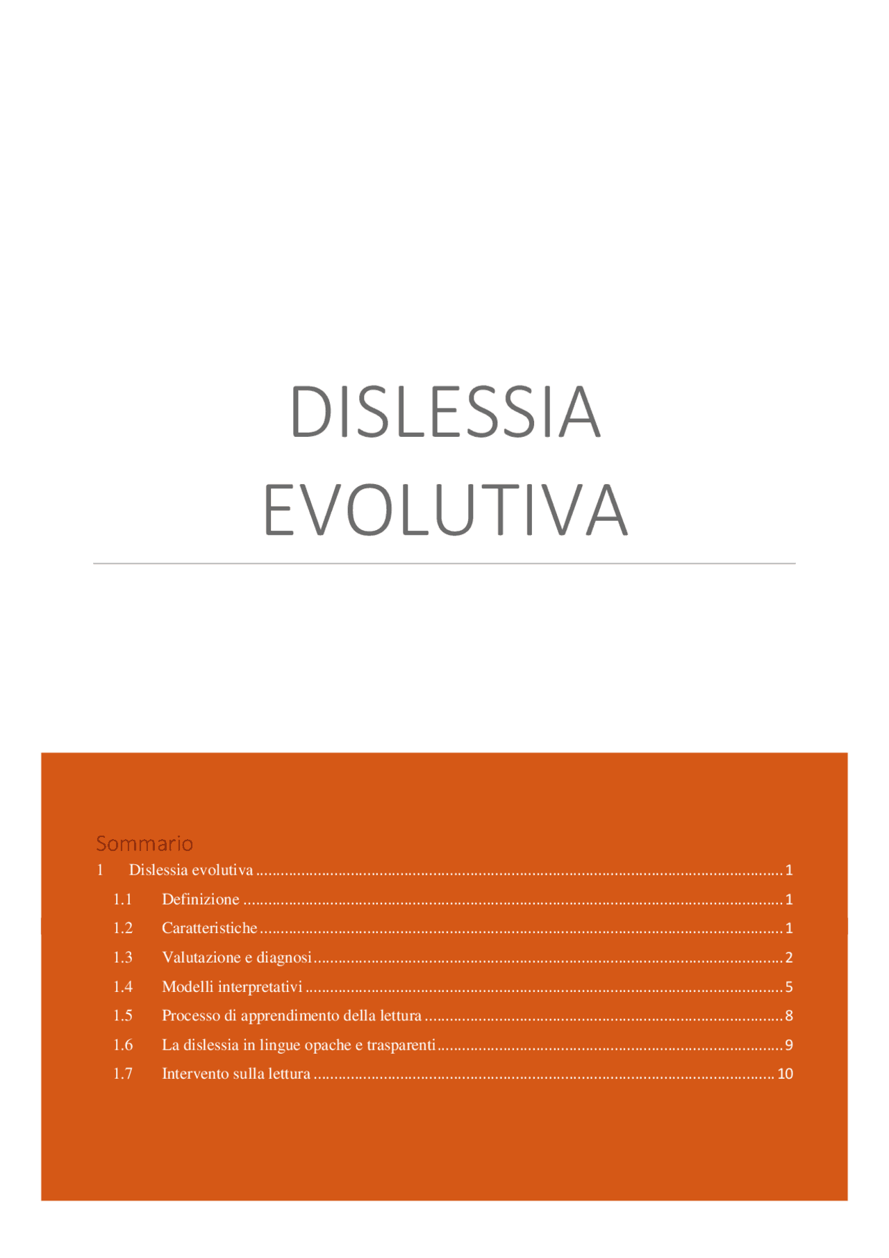 Dislessia Evolutiva I Disturbi Dellapprendimento Cornoldi Sintesi