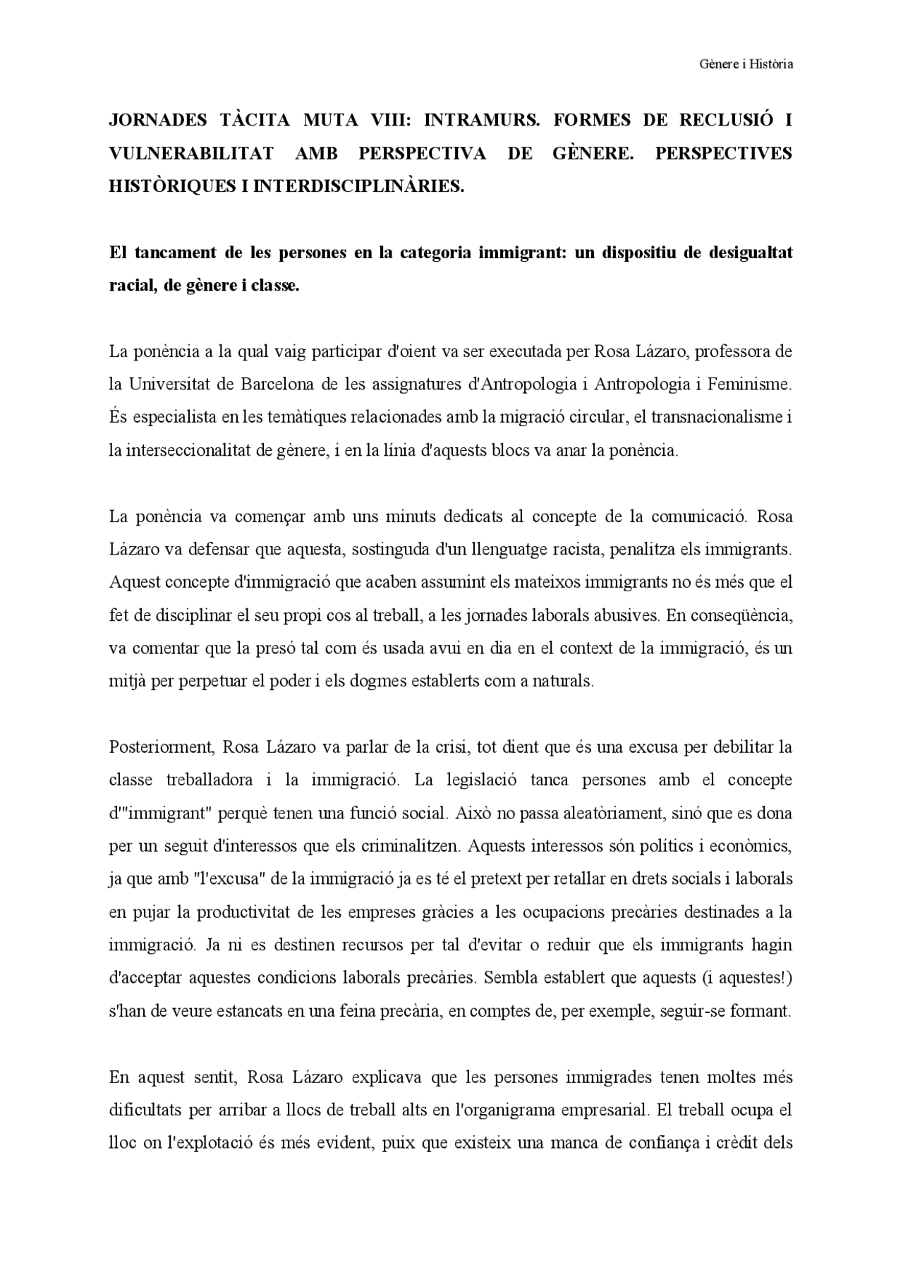 Treball Final Gènere i Història - Docsity