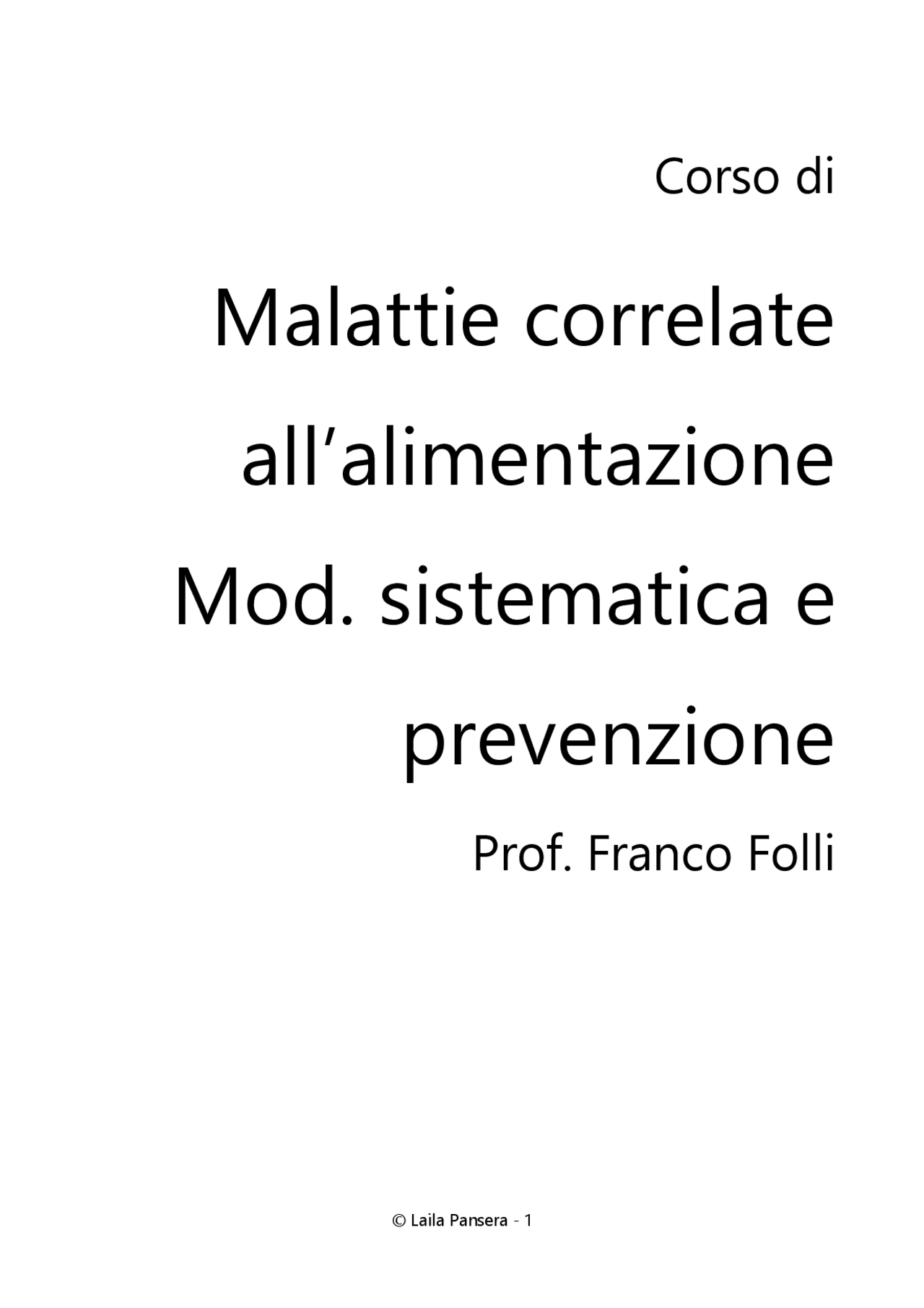 Sistematica E Prevenzione Docsity