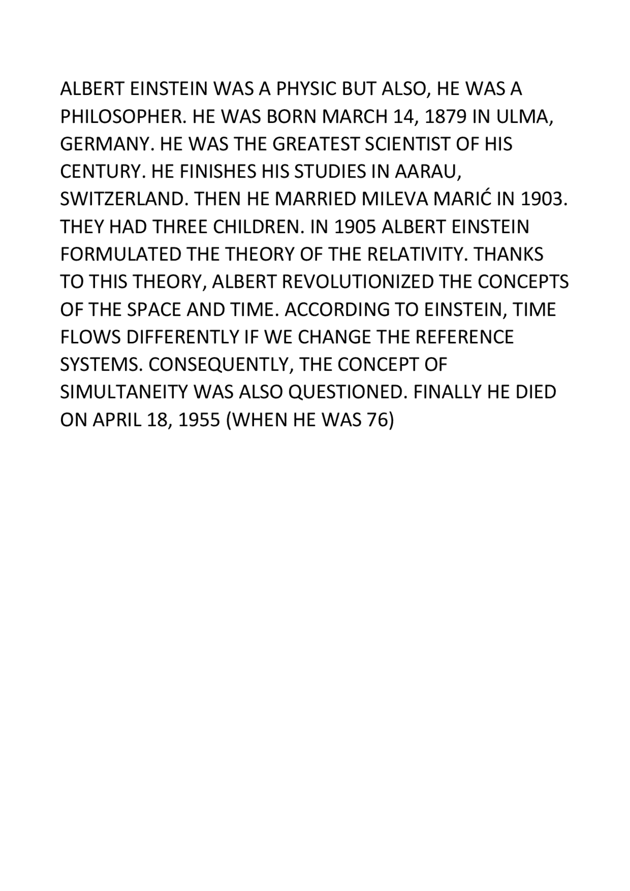 SHORT BIOGRAPHY ABOUT A FAMOUS SCIENTIST IN INGLESE - Docsity