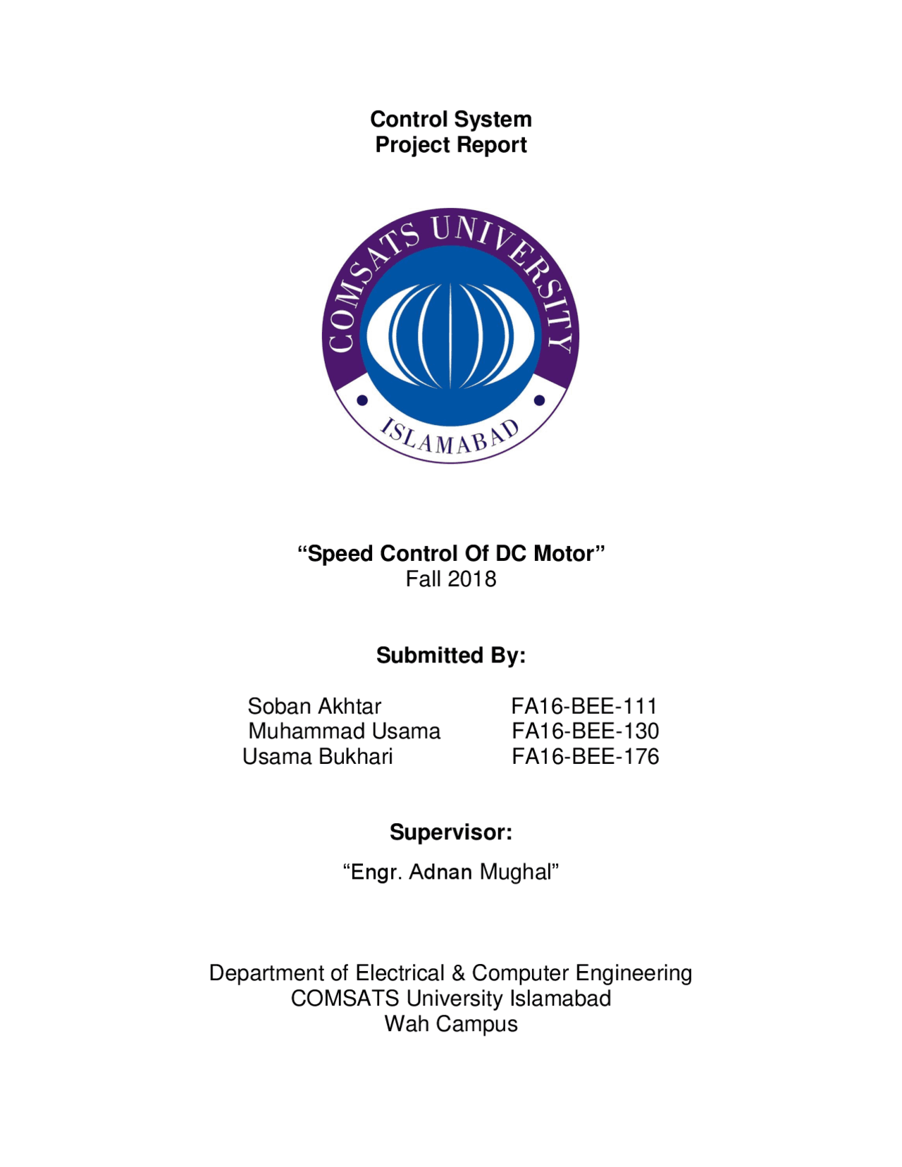 Dc Motor Speed Controller Docsity