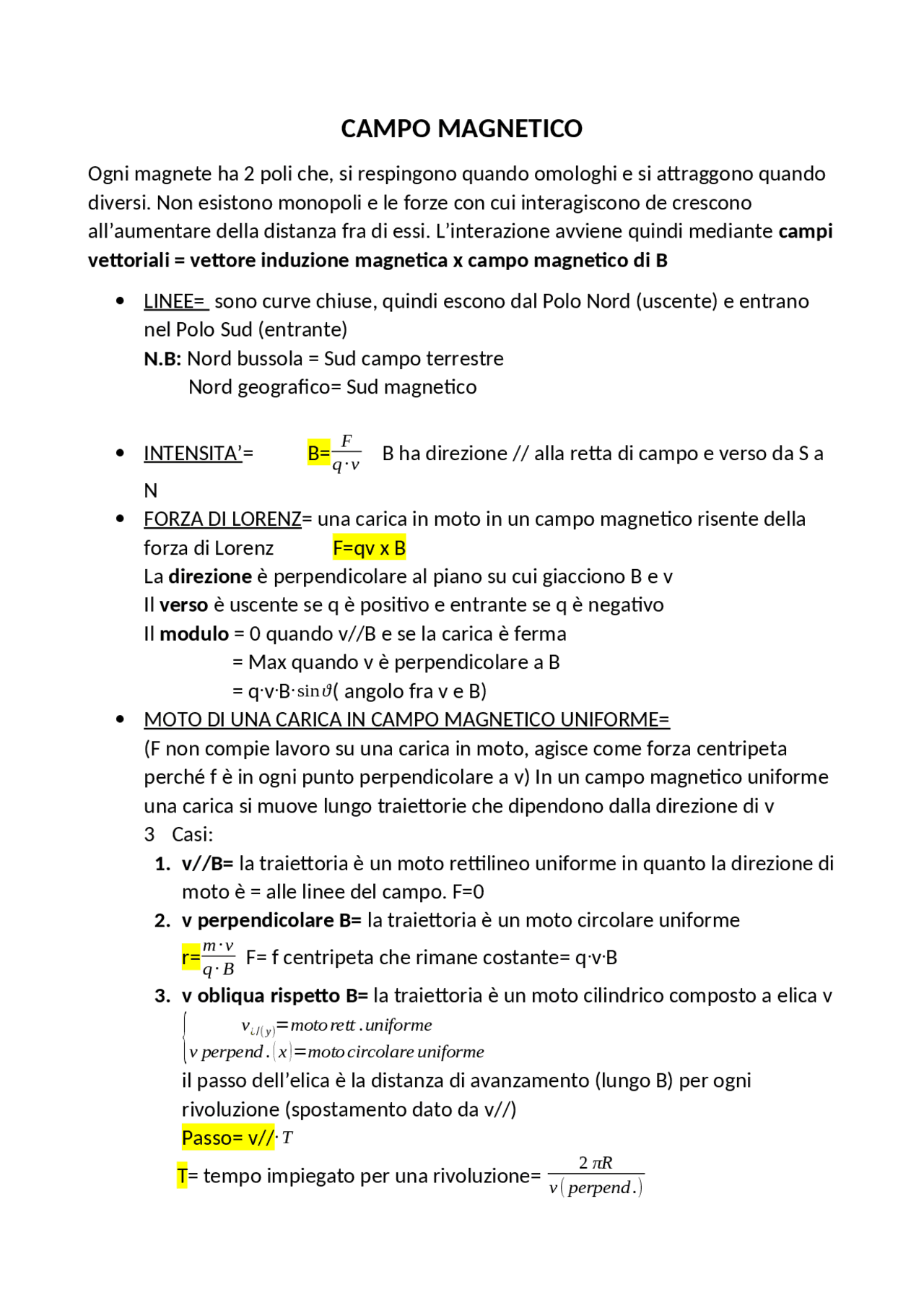Il Campo Magnetico E Onde Docsity