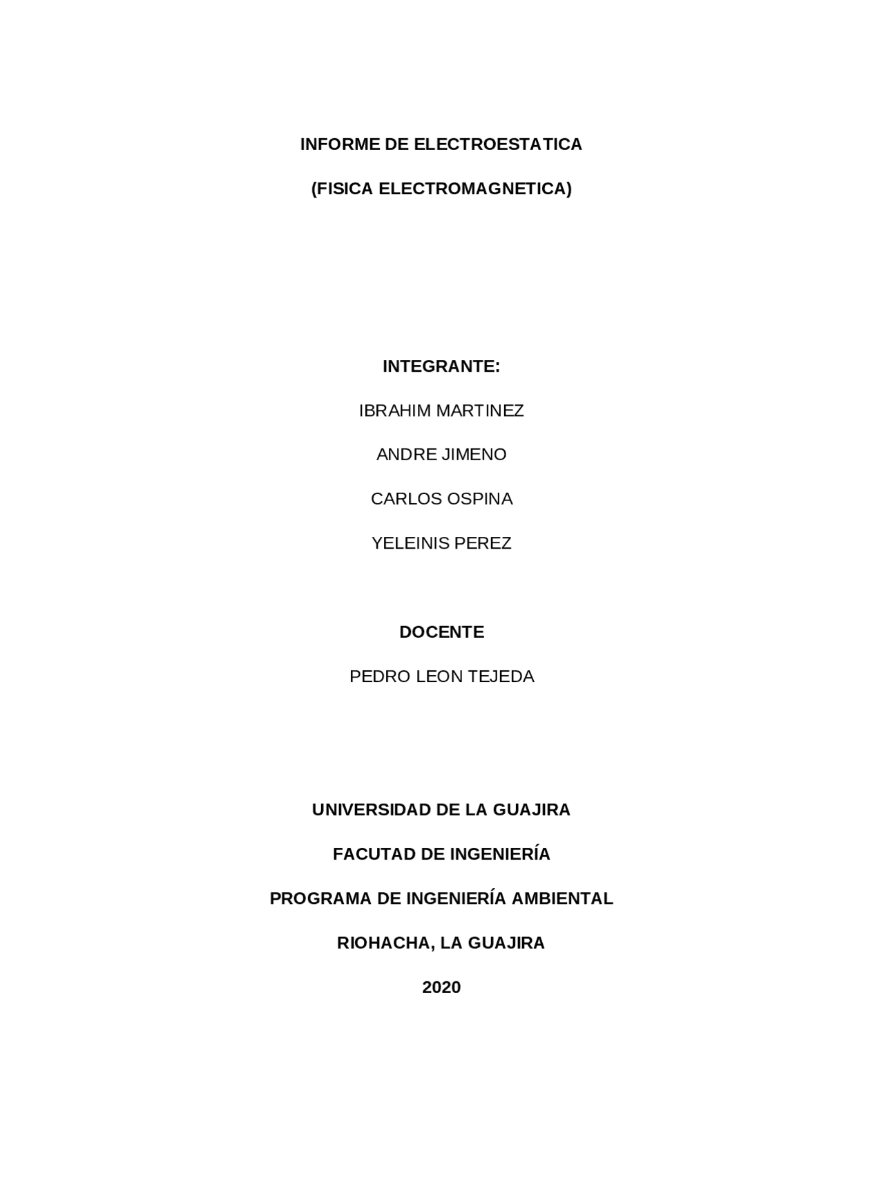 Informe De ElectrostÁtica Monografías Ensayos De Física Avanzada