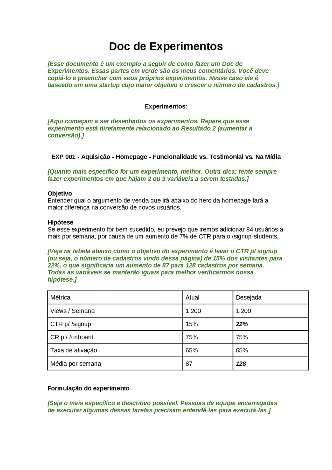 Experimentos de Growth Hacking - Docsity