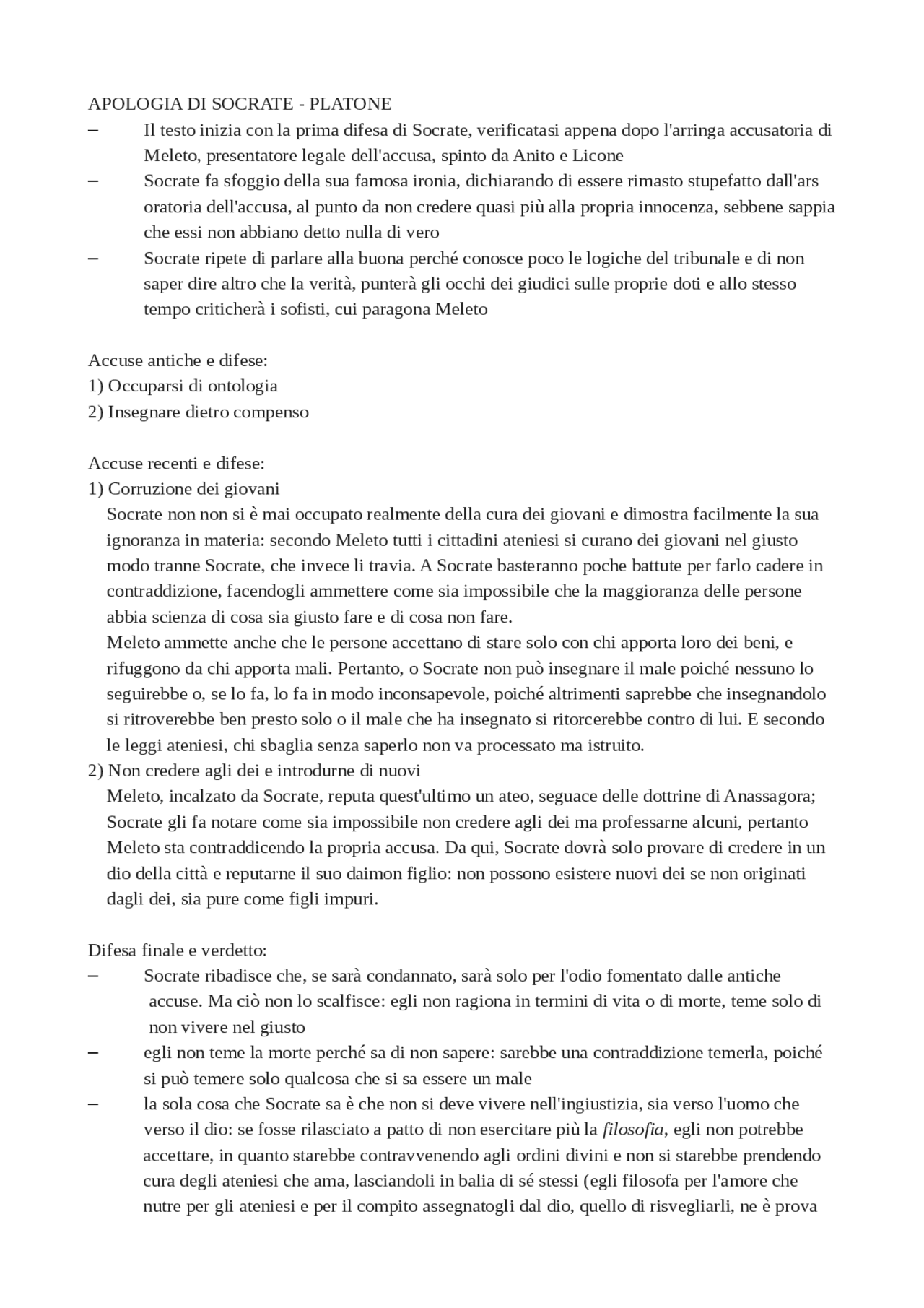 Apologia Di Socrate Platone Docsity