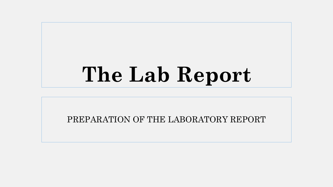 Laboratory Report Function And Parts Docsity
