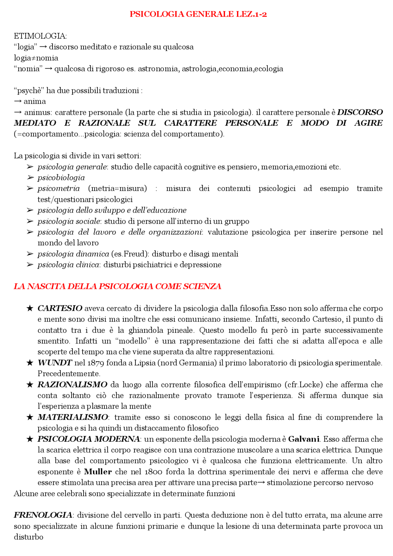Psicologia Generale Introduzione Docsity