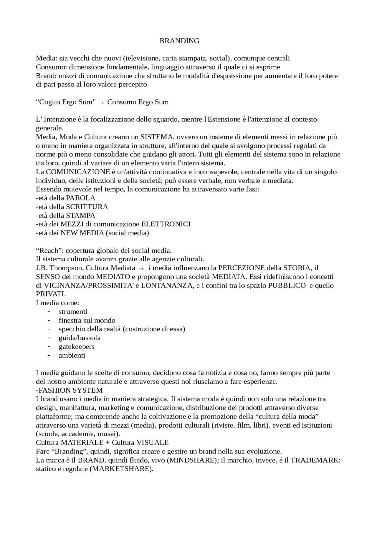 Appunti Branding A A 20192020 Docsity