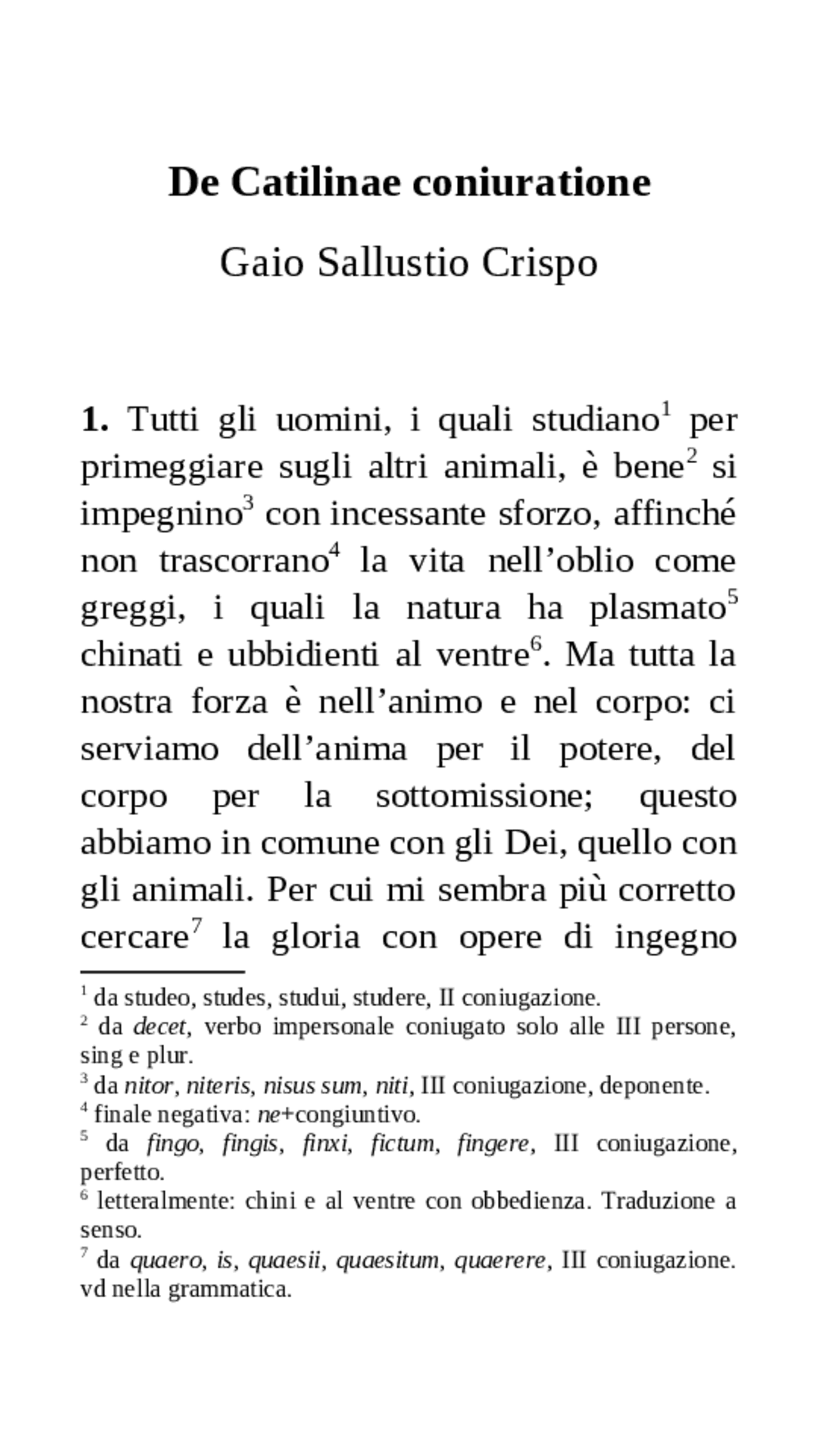 Traduzione De Catilinae Coniuratione Sallustio Docsity