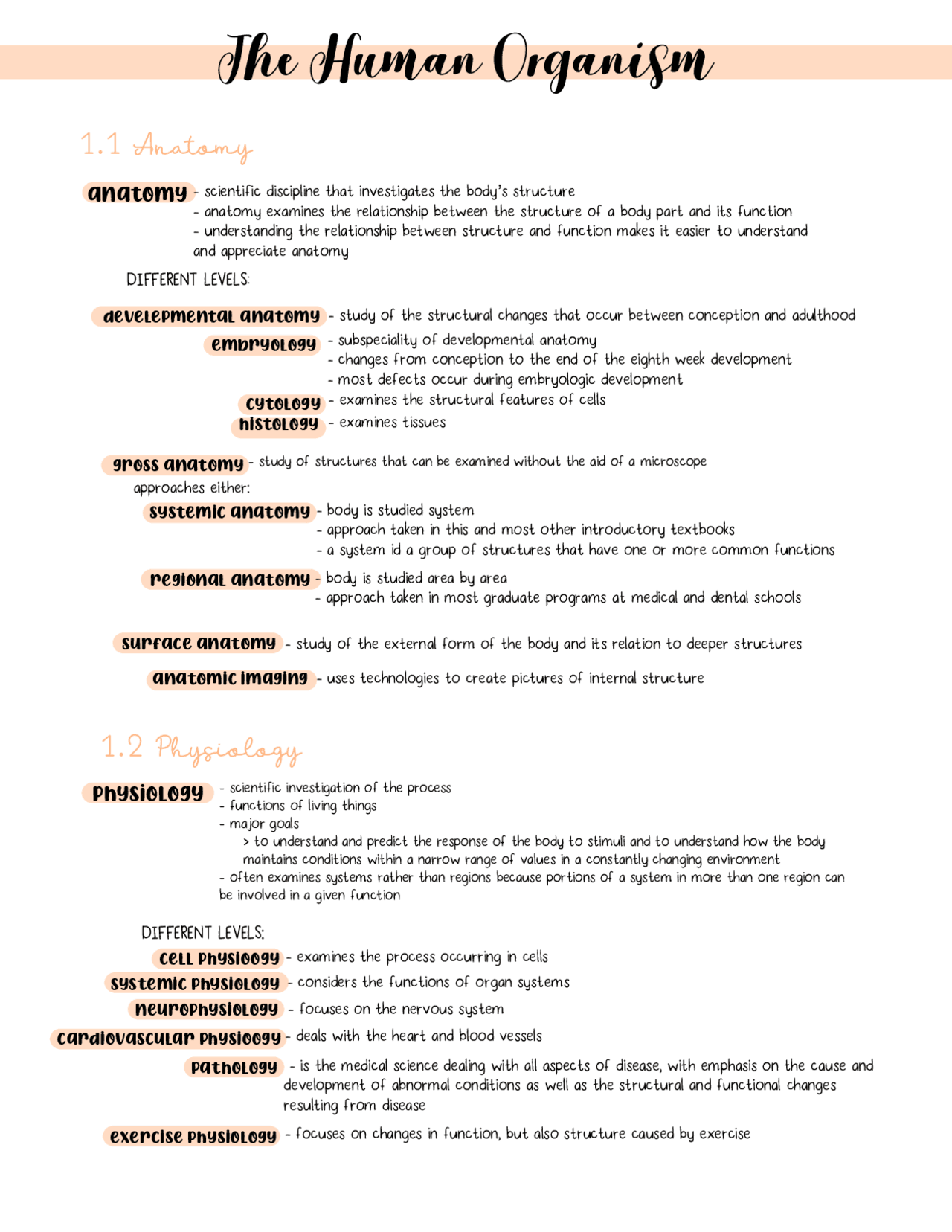 Anatomy and Physiology Chapter 1 | Lecture notes Anatomy | Docsity
