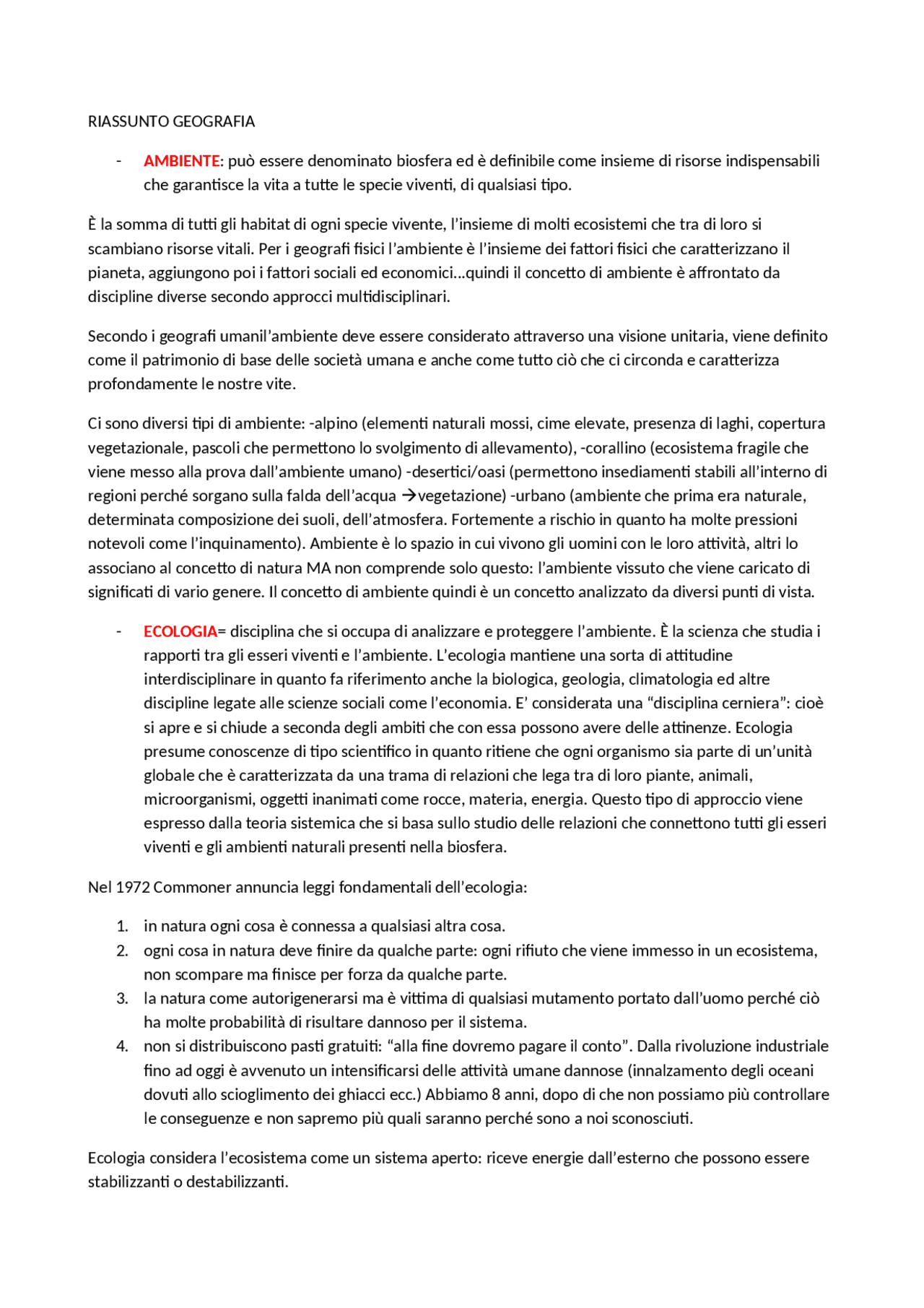 Geografia Dellambiente E Del Paesaggio Modulo A Docsity