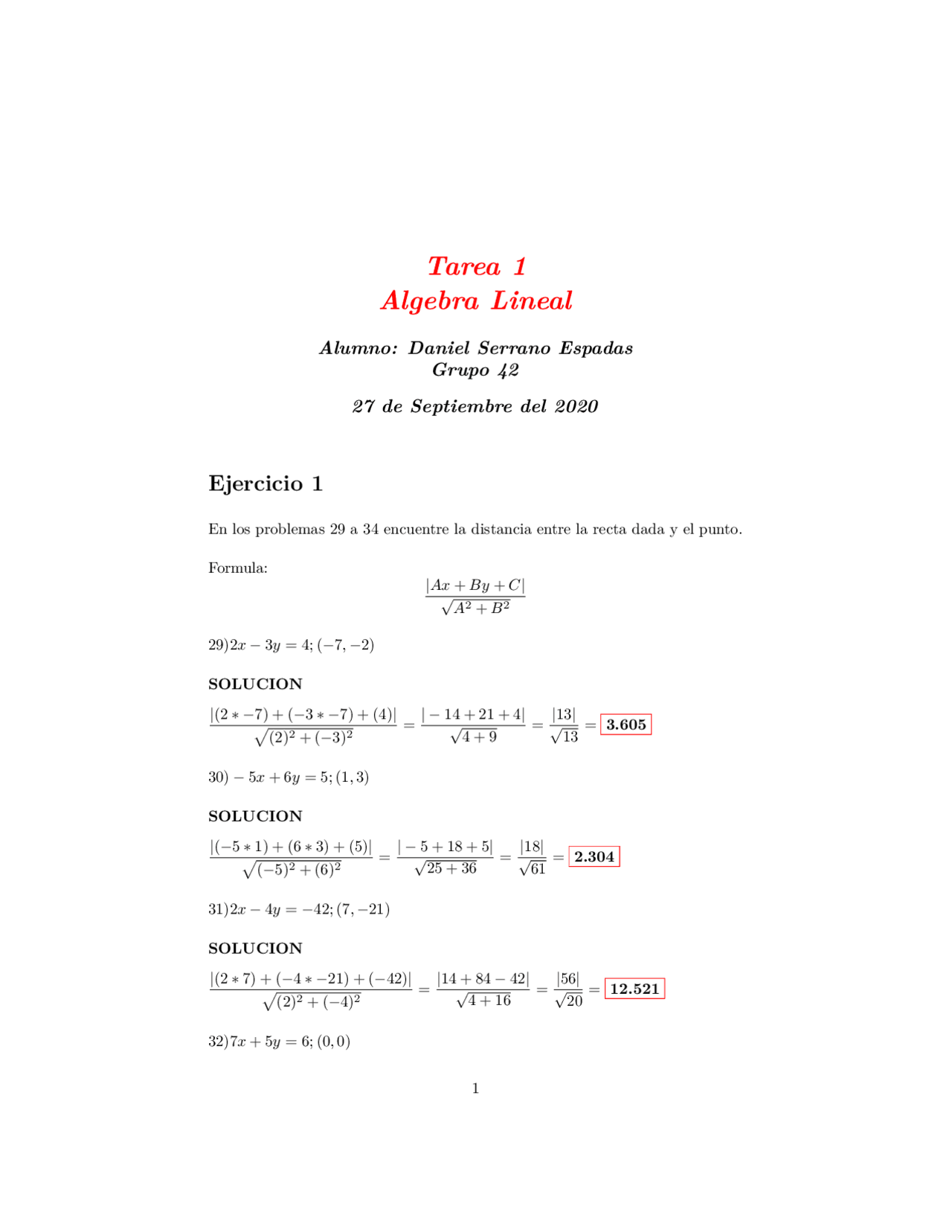 Ejercicios De Algebra Lineal Docsity