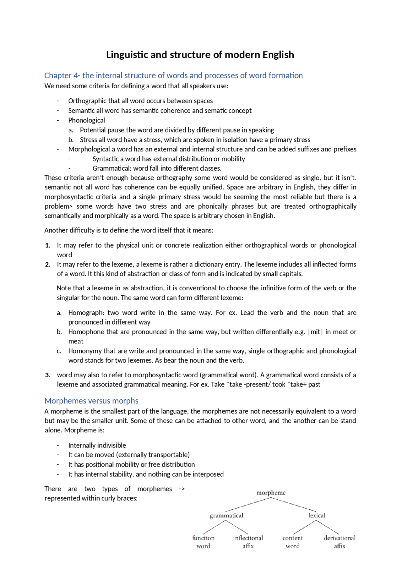 Lingustic and structure of modern english briton - Docsity