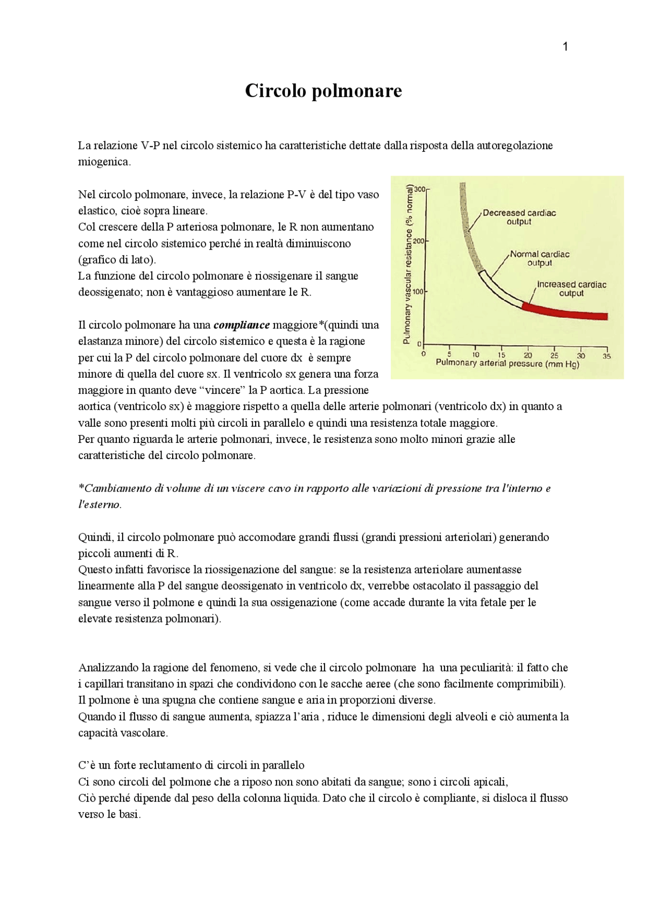 Il circolo polmonare | Dispense di Fisiologia | Docsity