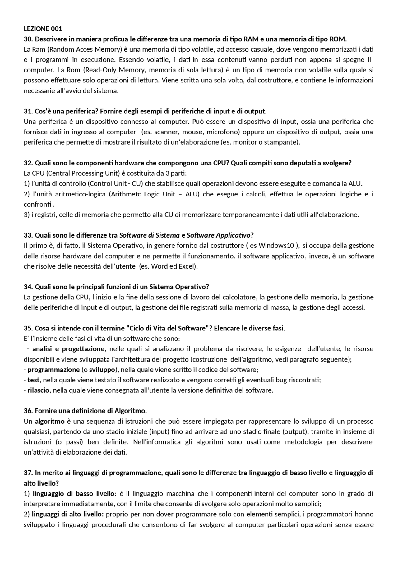 Informatica Risposte Aperte Docsity