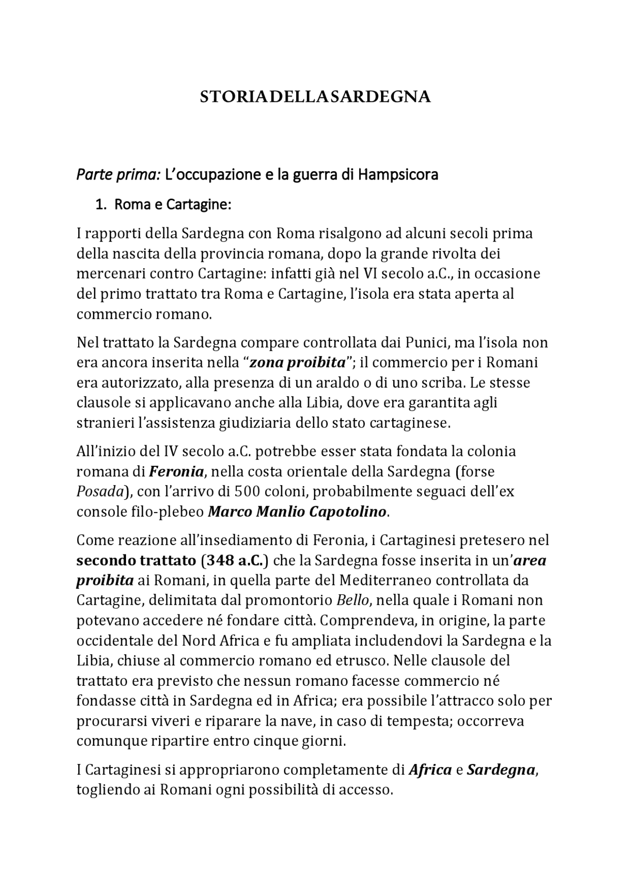 STORIA DELLA SARDEGNA - Docsity