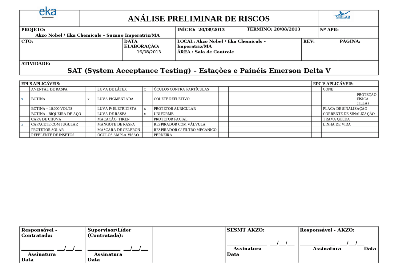 Apr Analise Preliminar De Risco Docsity