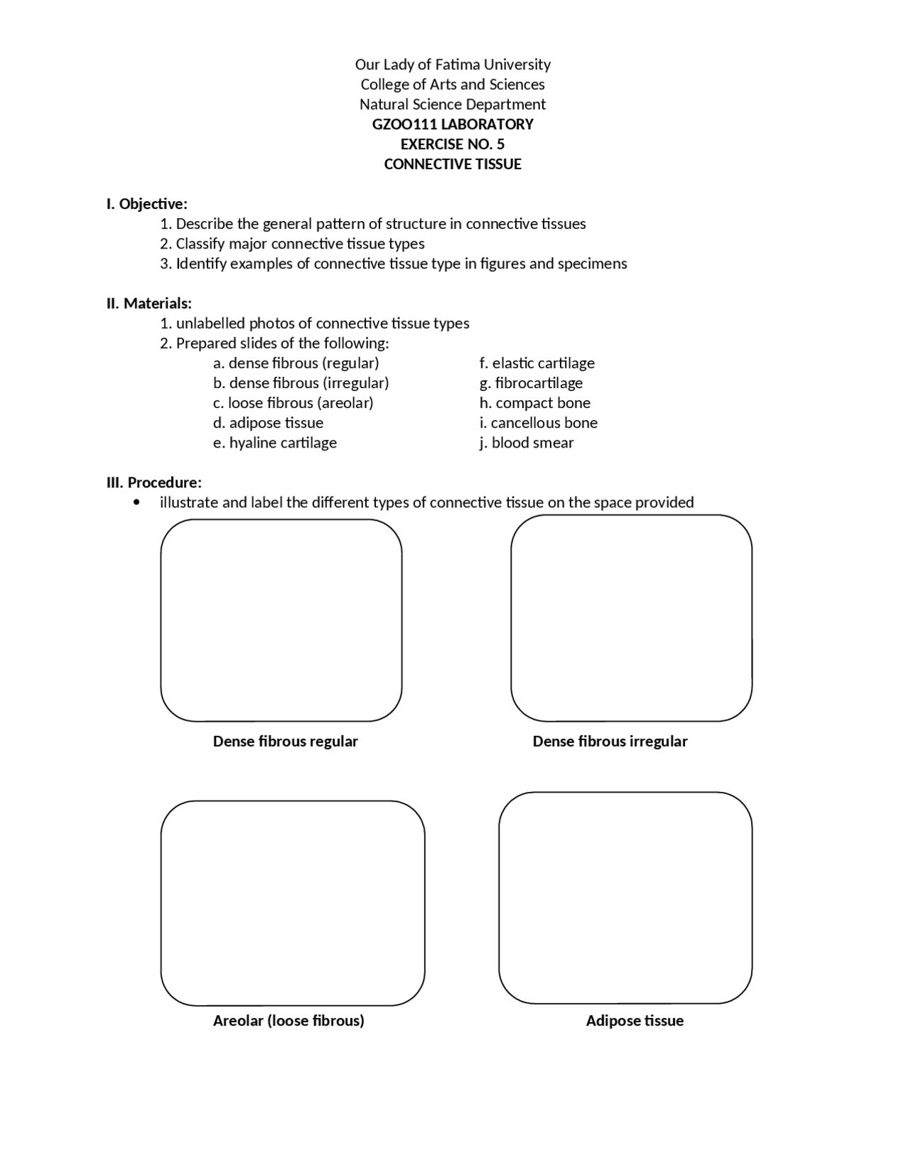 General Zoology Activities - Docsity