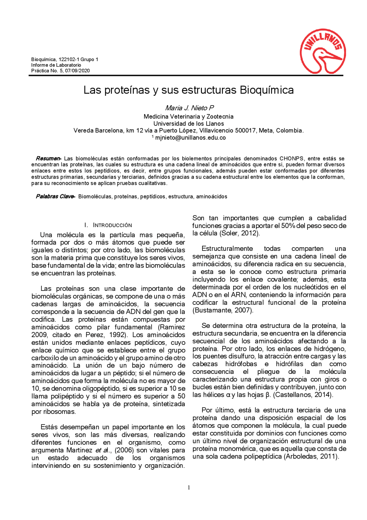 Informe De Determinación De Proteínas Docsity
