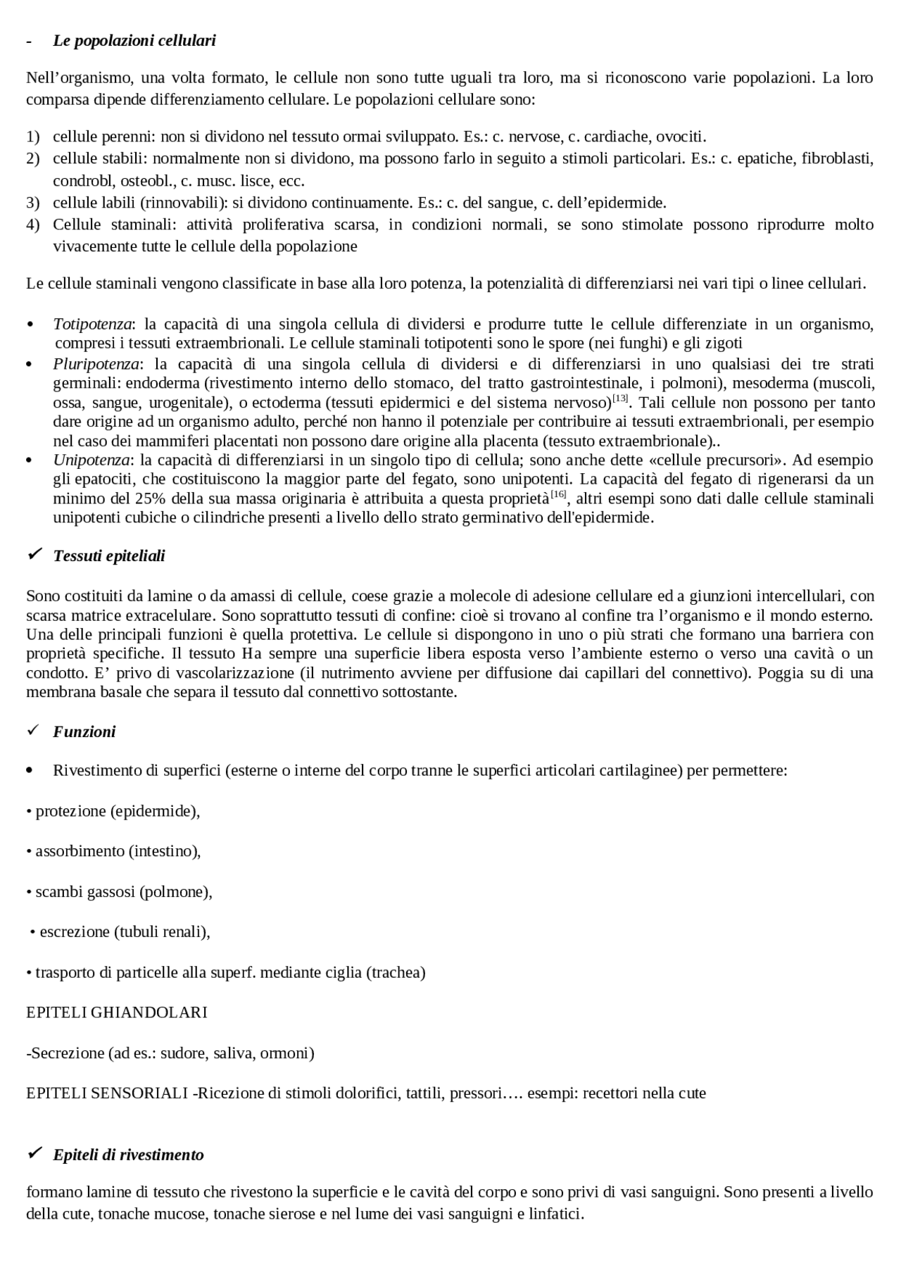 Appunti Di Istologia Per Biotecnologie Docsity