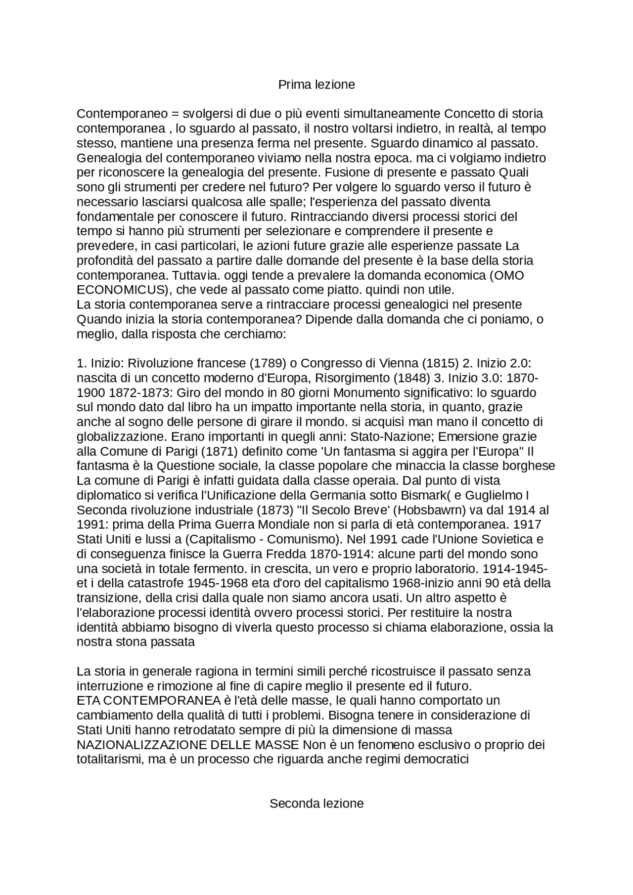 Appunti Storia Contemporanea Docsity