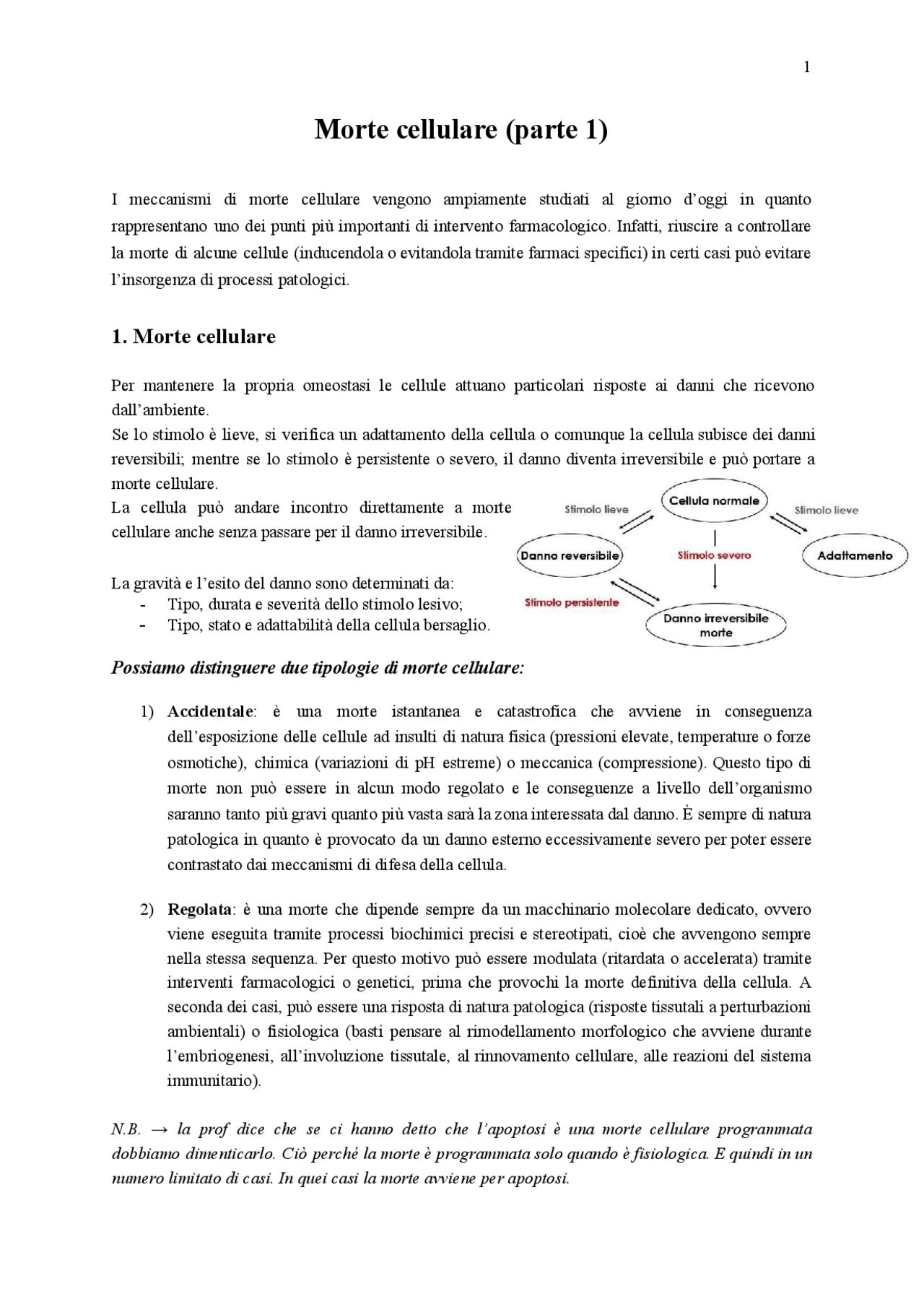 Morte cellulare PARTE 1: classificazione e pathways - Docsity