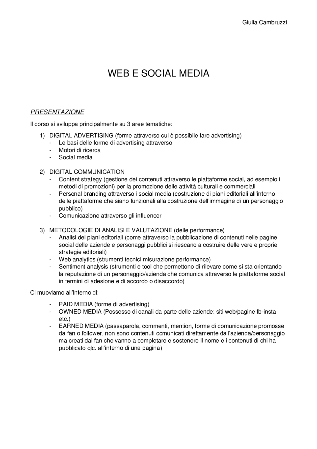 Appunti Completi Del Corso Web E Social Media Docsity