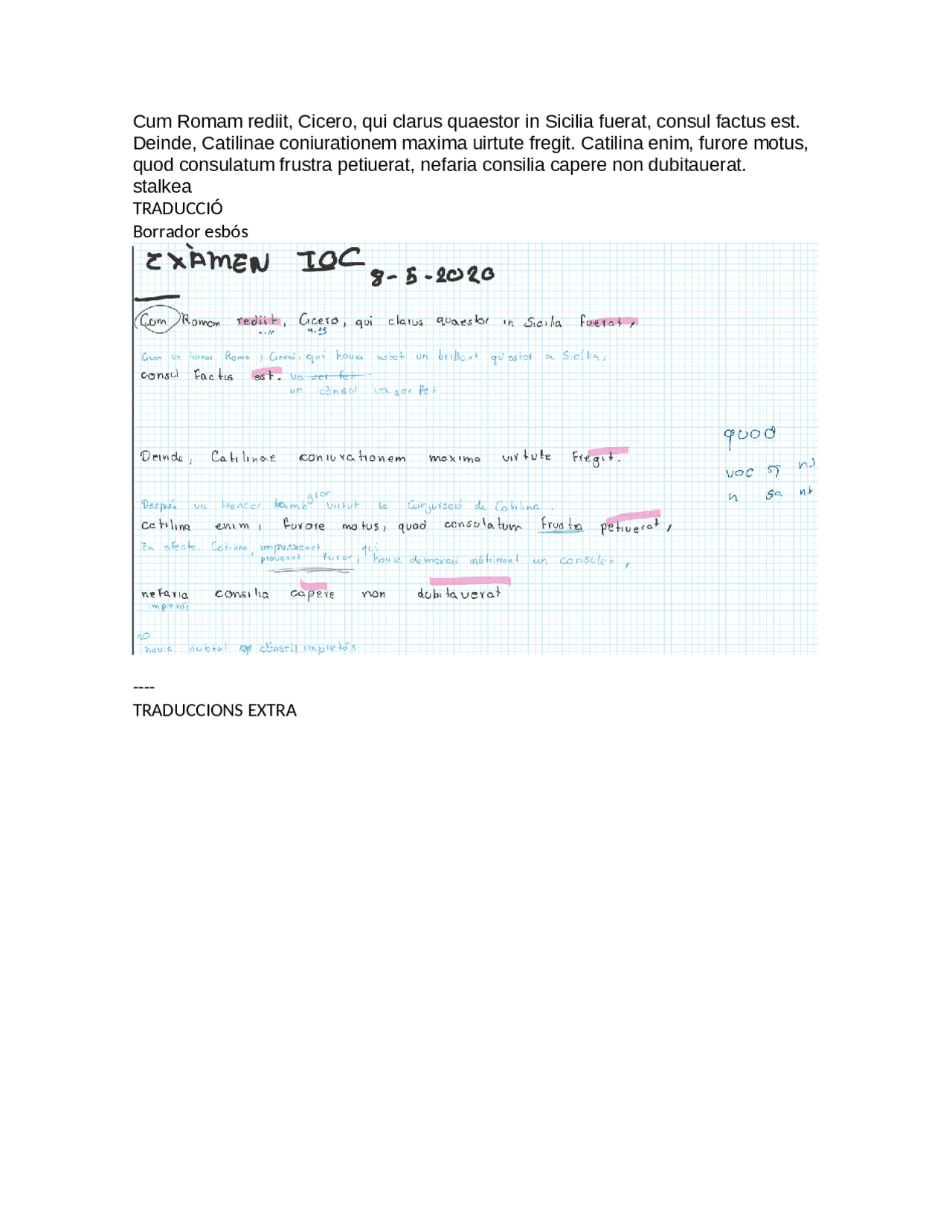Text Examen LlatÍ Ioc Docsity