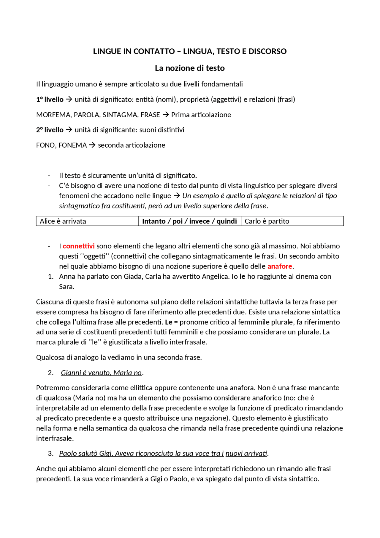 Lingua Testo E Discorso Appunti Lezioni Docsity