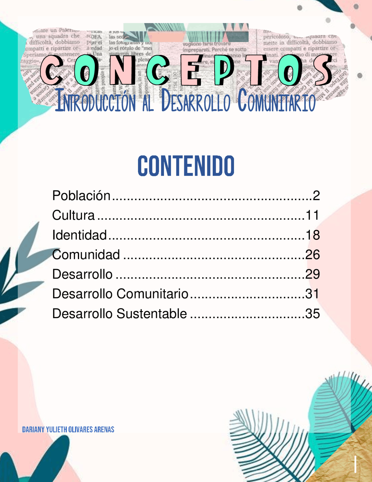 Conceptos de Introducción al desarrollo comunitario | Appunti di Human Development | Docsity