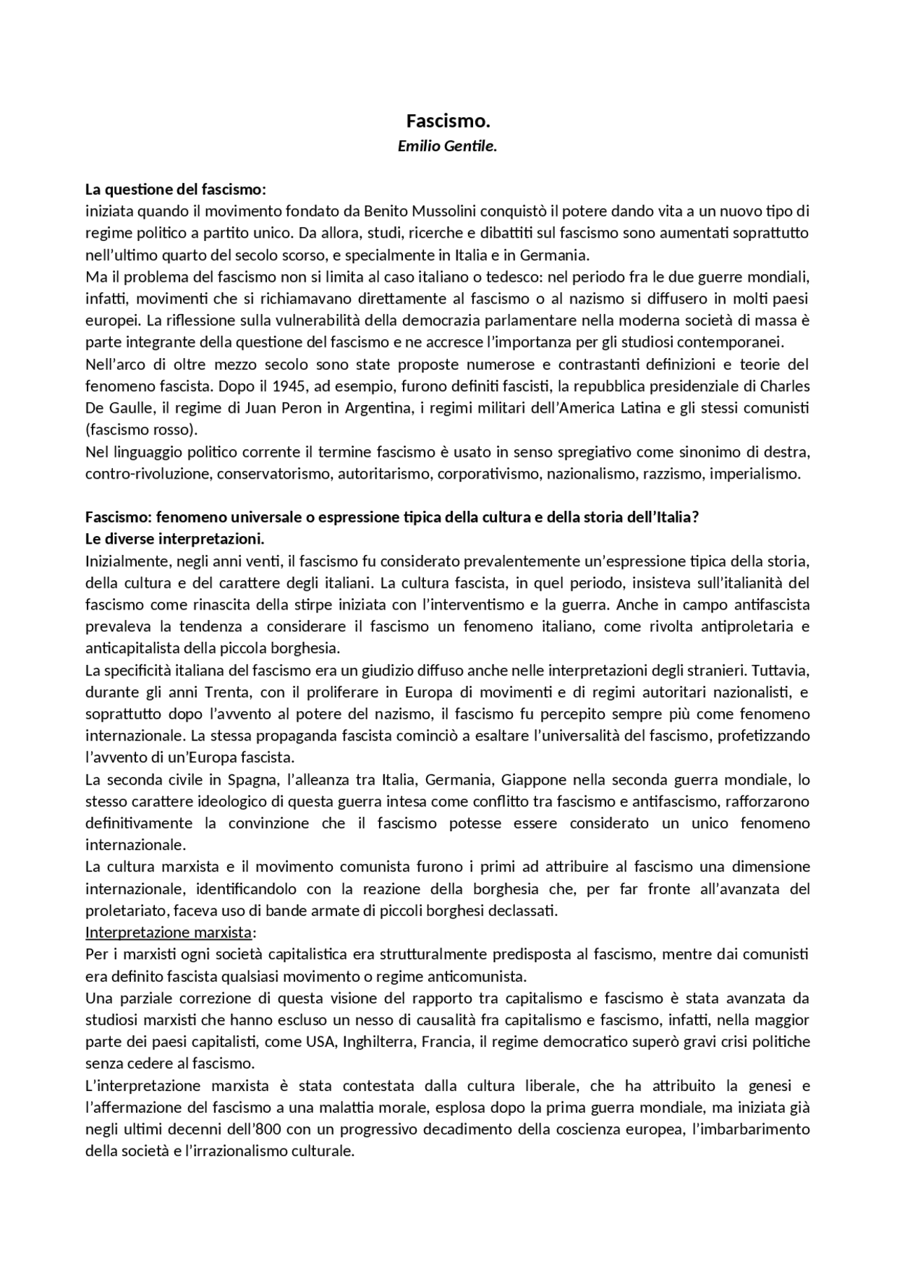 Fascimo Storia Contemporanea Docsity