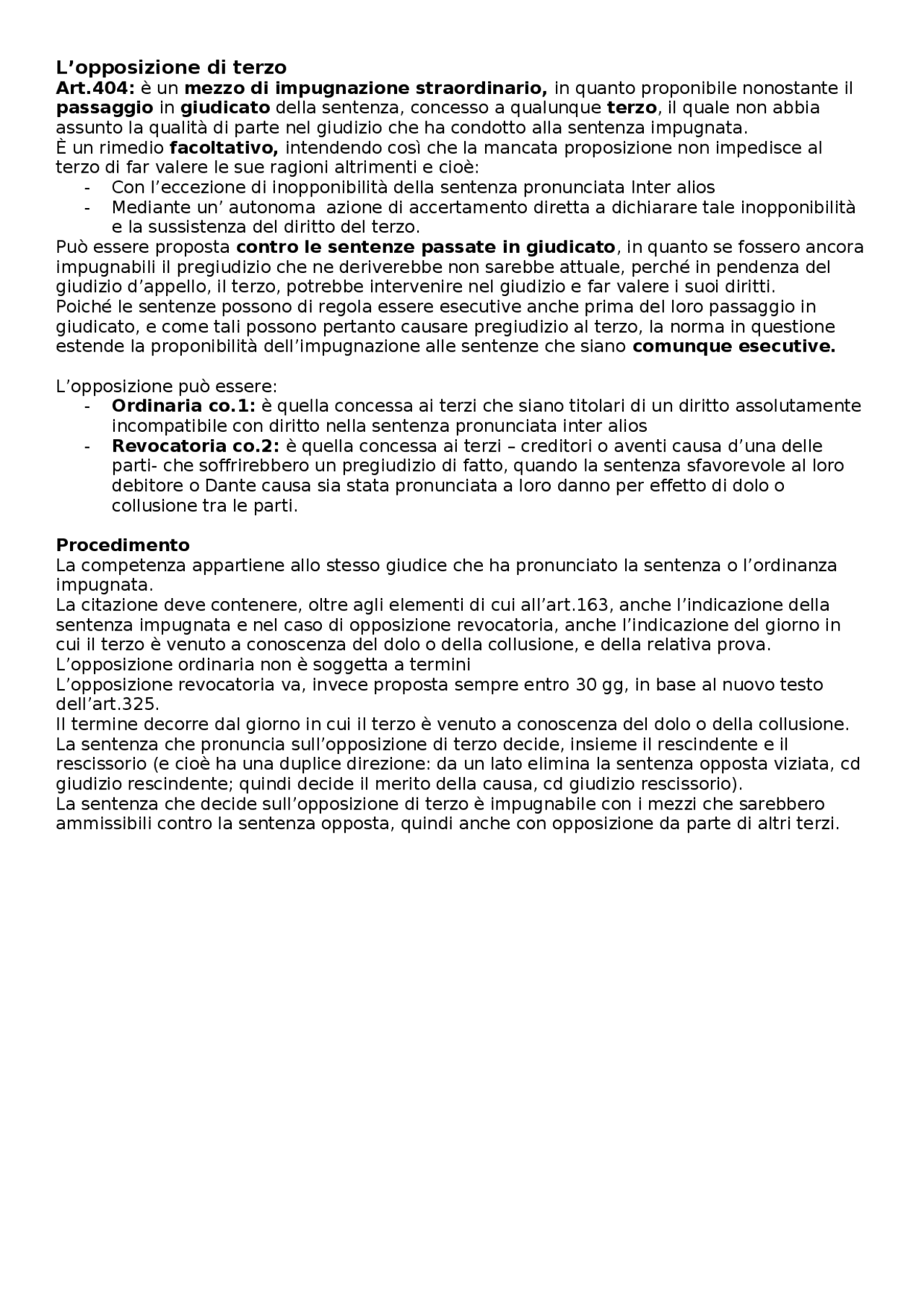 Procedura Civile Impugnazioni Docsity