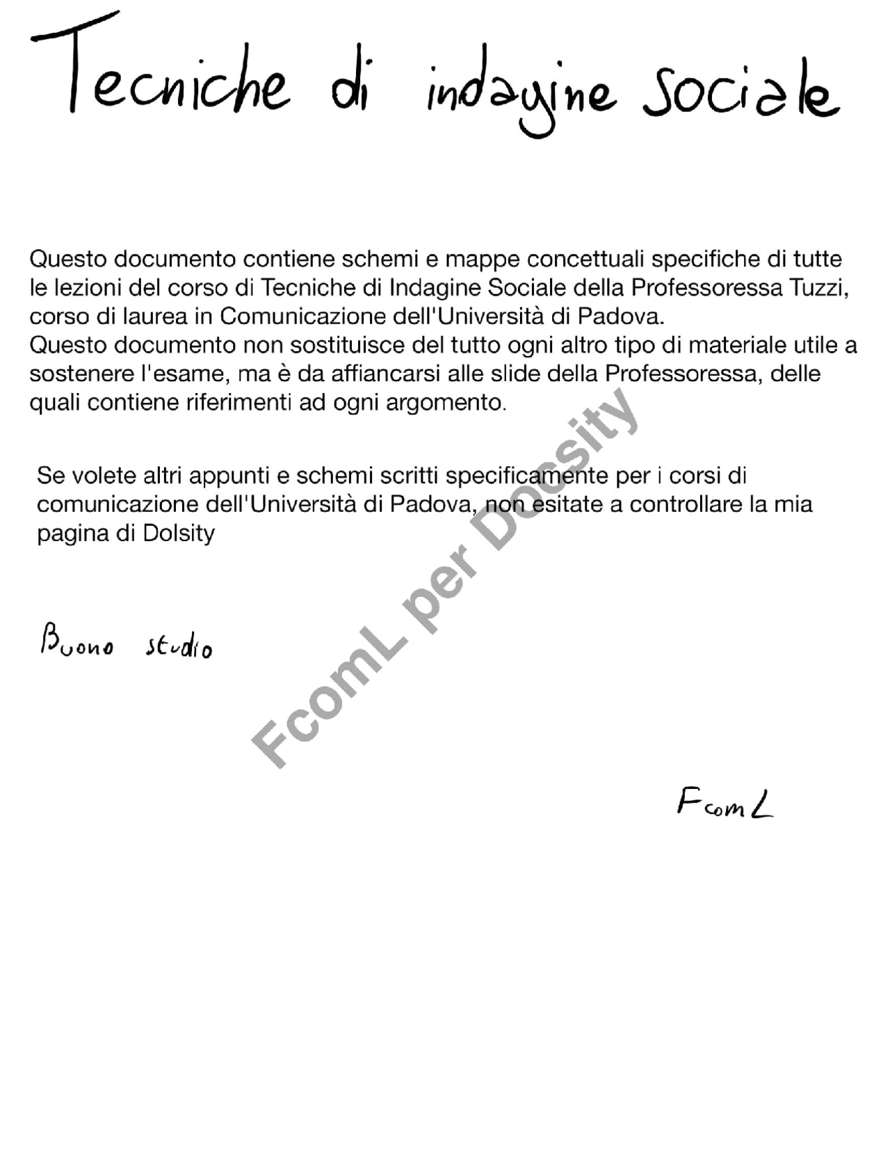Schemi Di Tecniche Di Indagine Sociale Prof Tuzzi Docsity