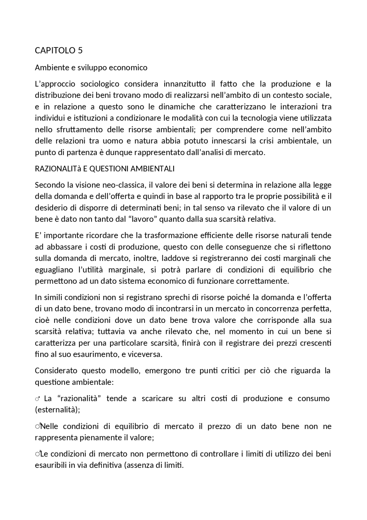 Ambiente E Sviluppo Economico Appunti Docsity