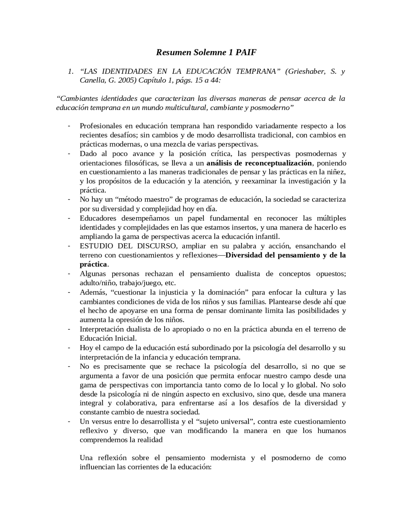 Apuntes Concepción De Infancia Docsity
