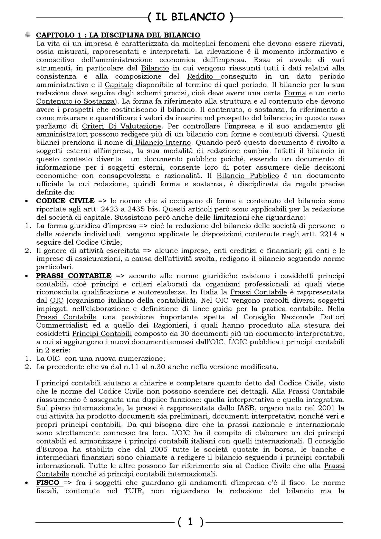 Contabilità e bilancio - Docsity