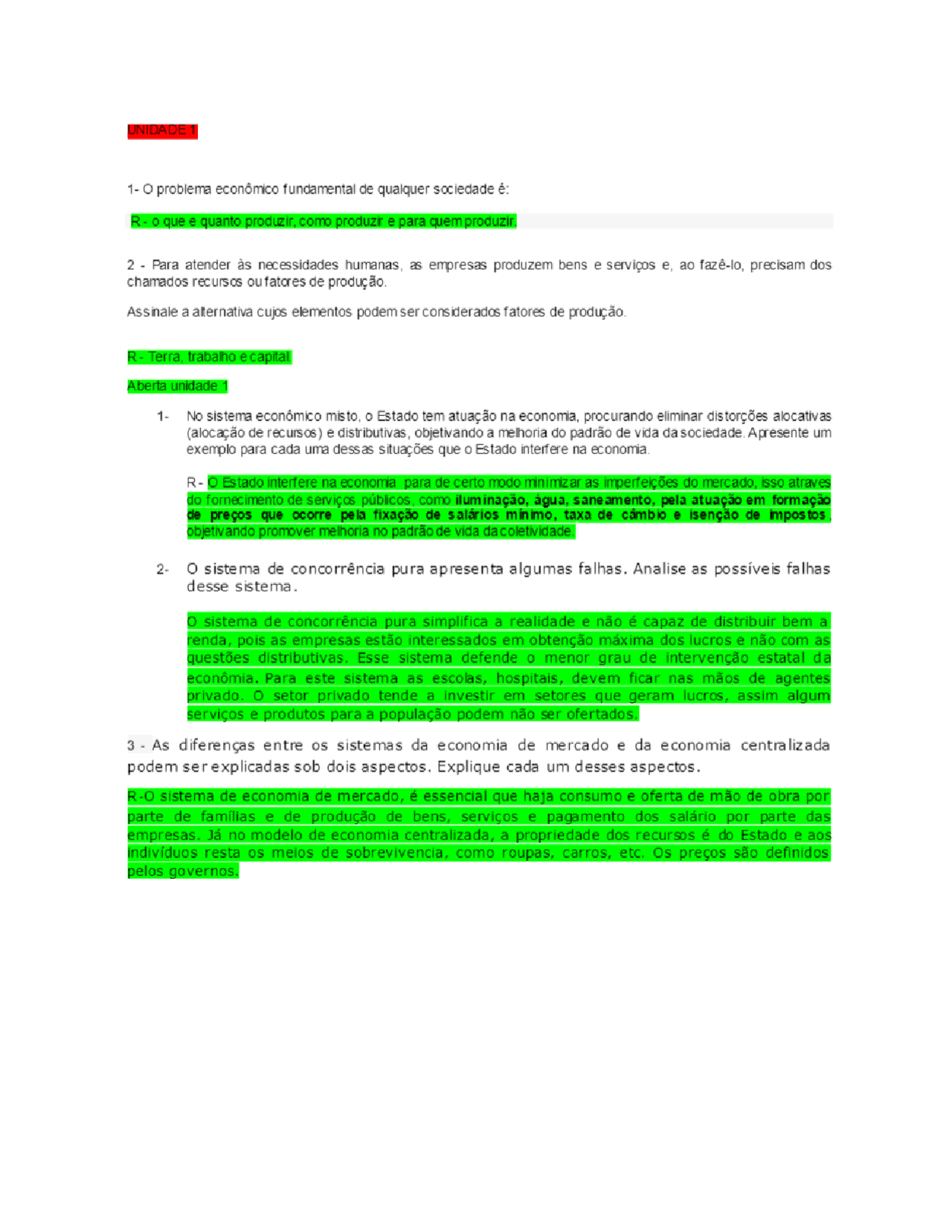 Exercícios De Economia E Gestão Docsity