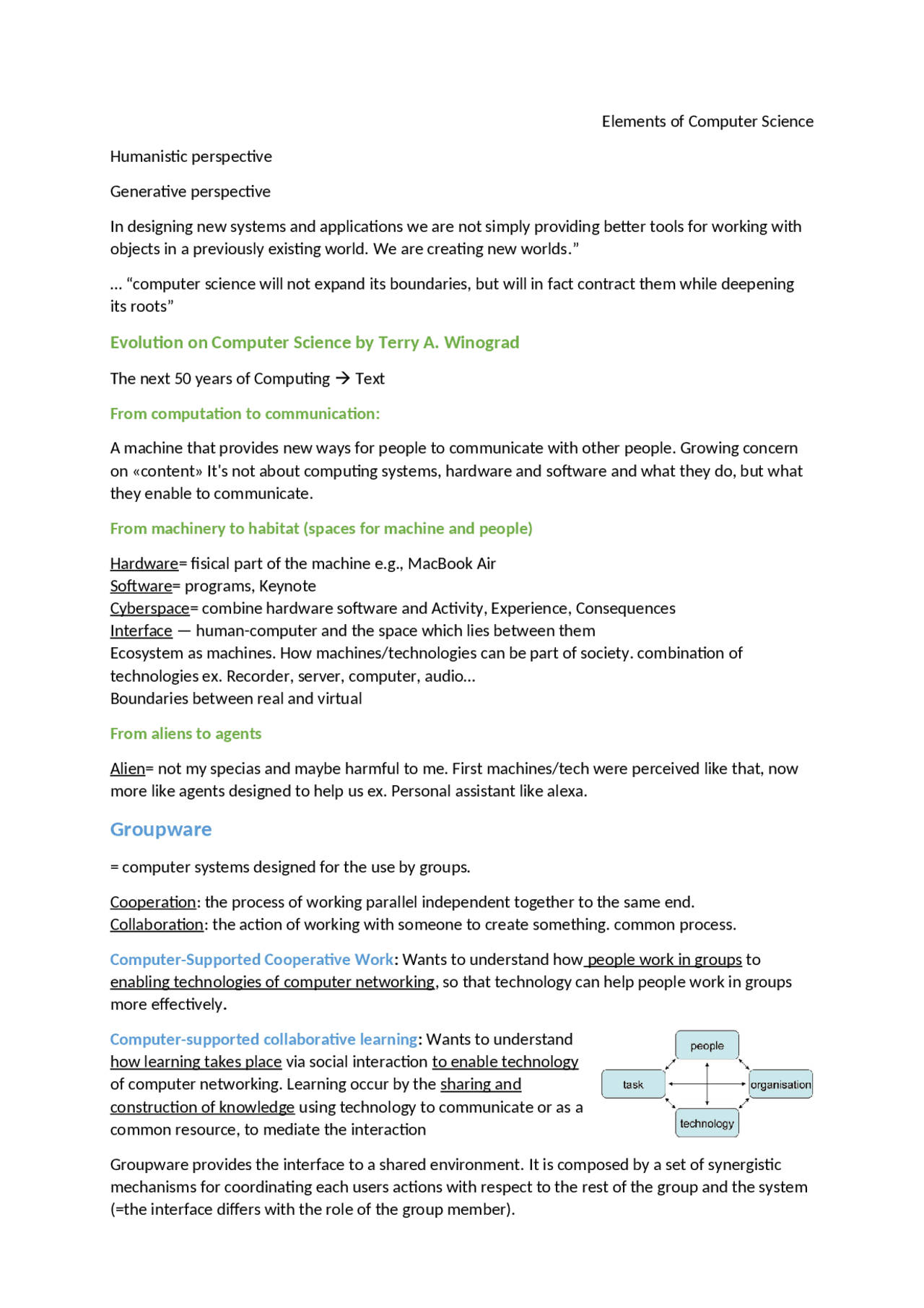 Summary of elements of Computer Science | Sintesi del corso di Elementi ...