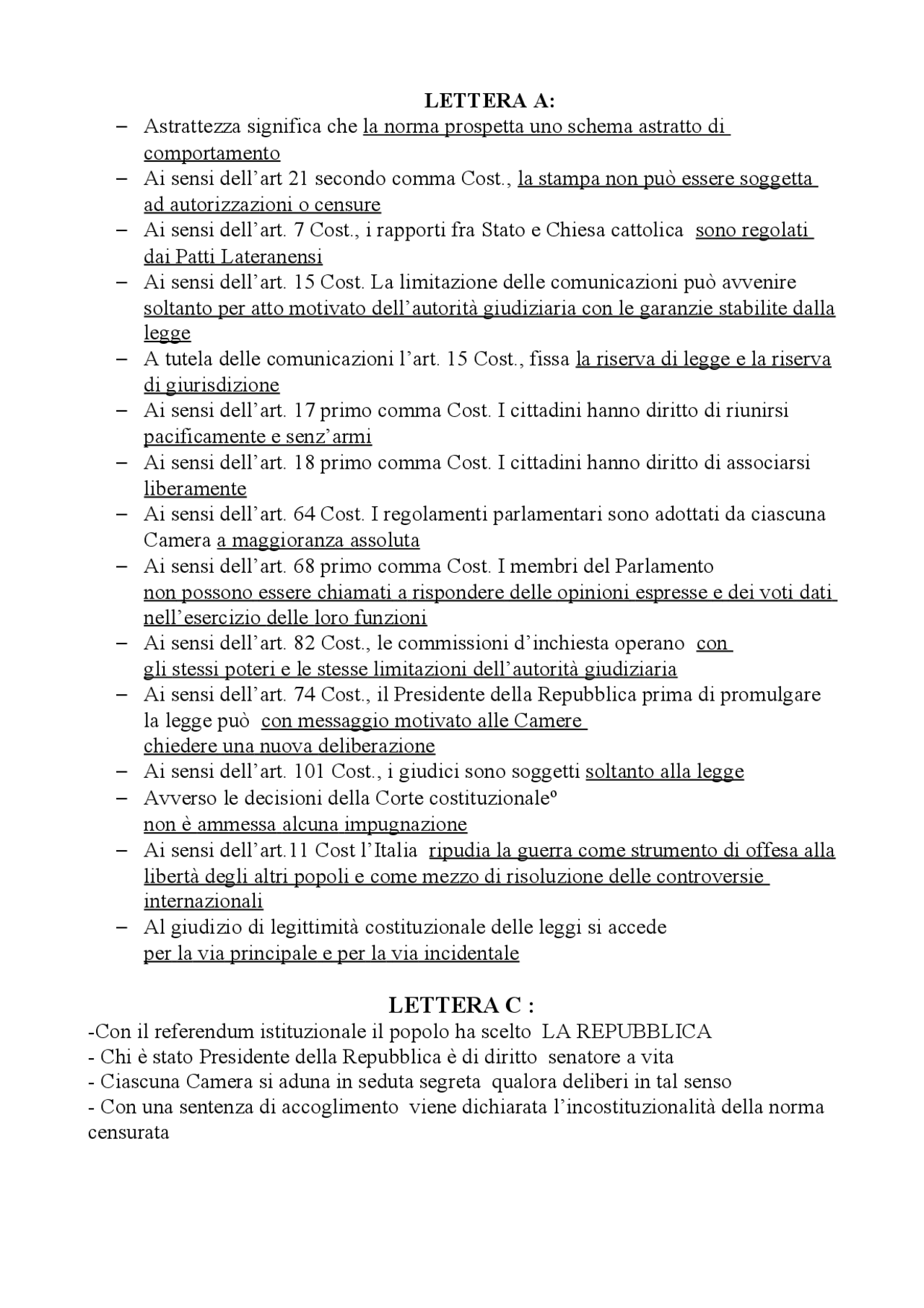 Diritto Pubblico Esame Unicusano Docsity