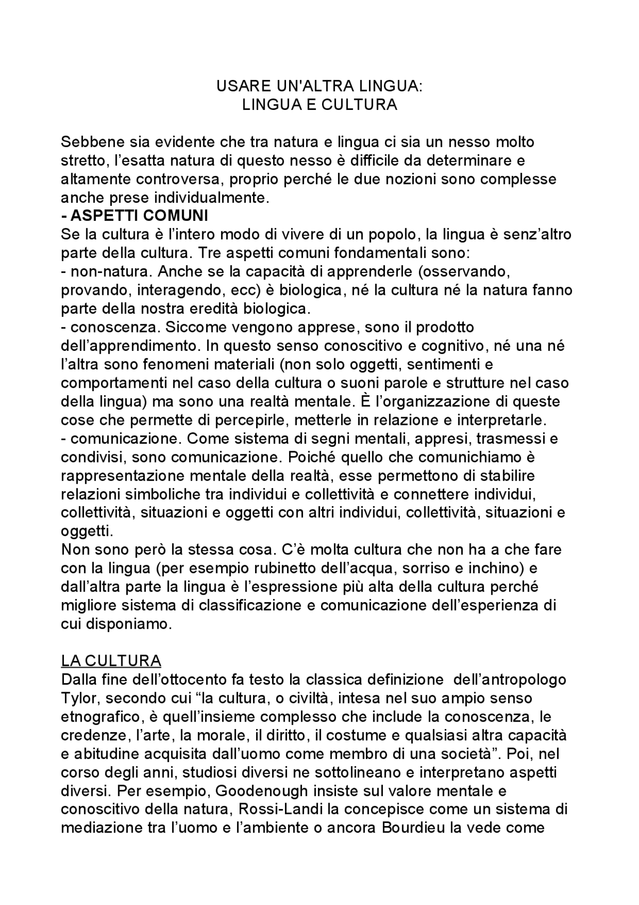 Riassunti Apprendimento Linguistico Docsity