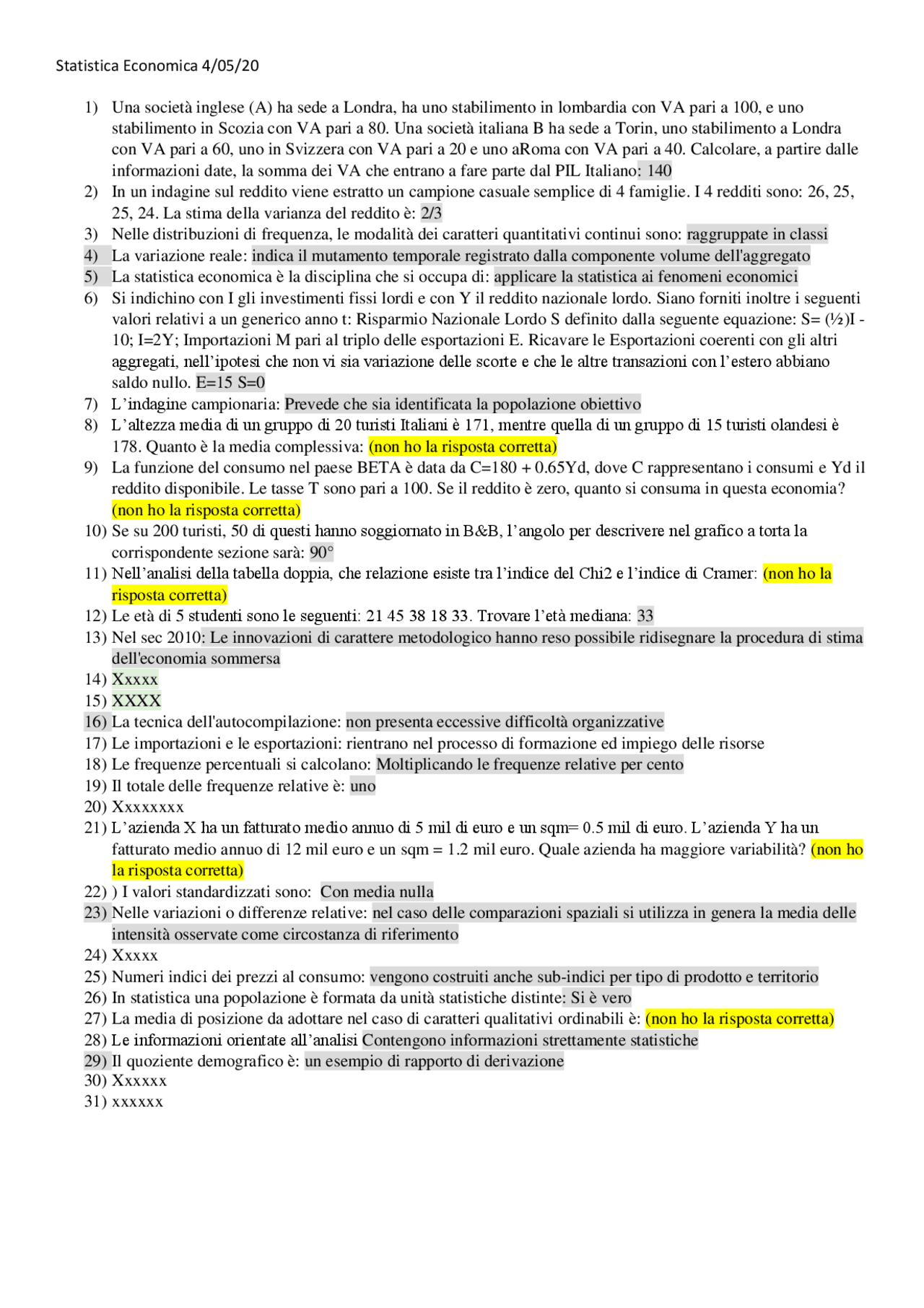Esame Università Di Statistica Appunti Di Statistica Docsity