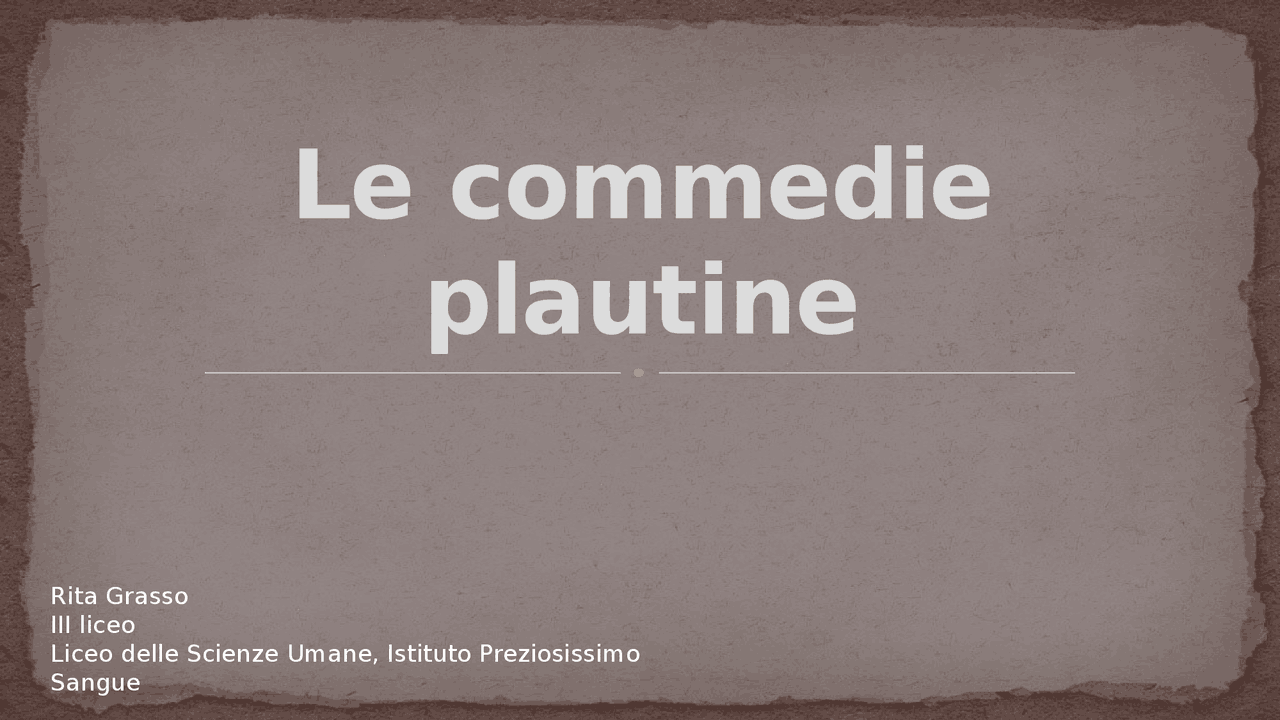 Presentazione Plauto Docsity