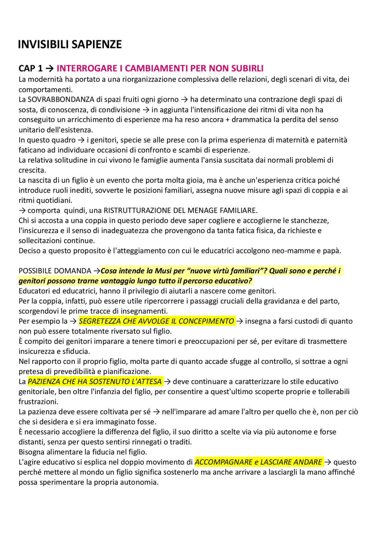 Riassunto Invisibili Sapienze Docsity