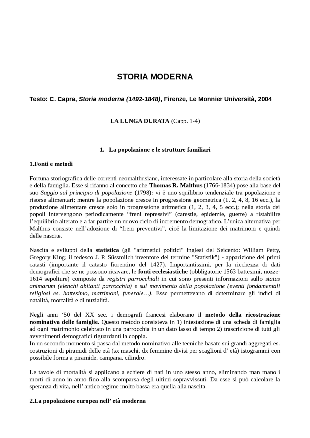 Riassunto Di Storia Moderna Docsity