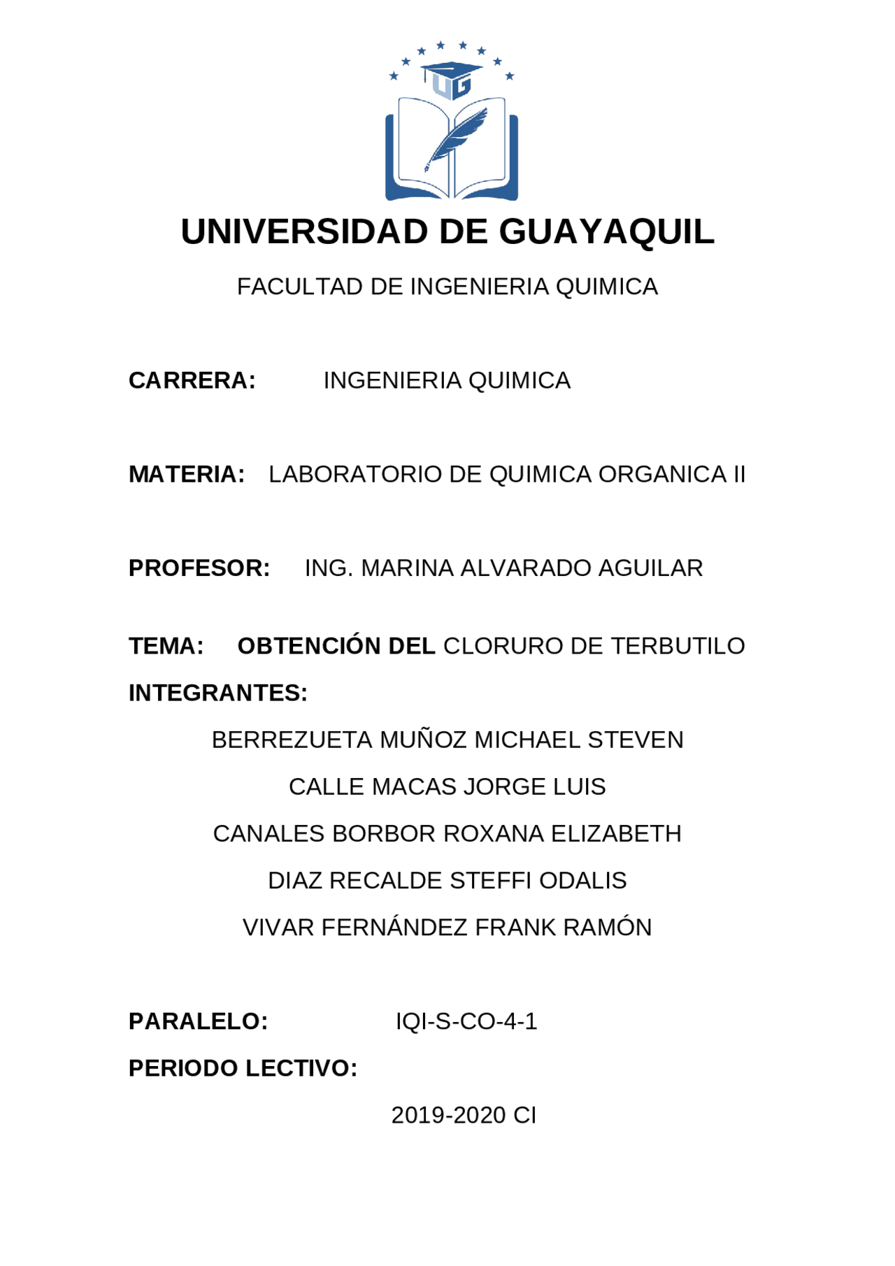 PRACTICA CLORURO DE TERBUTILO - Docsity