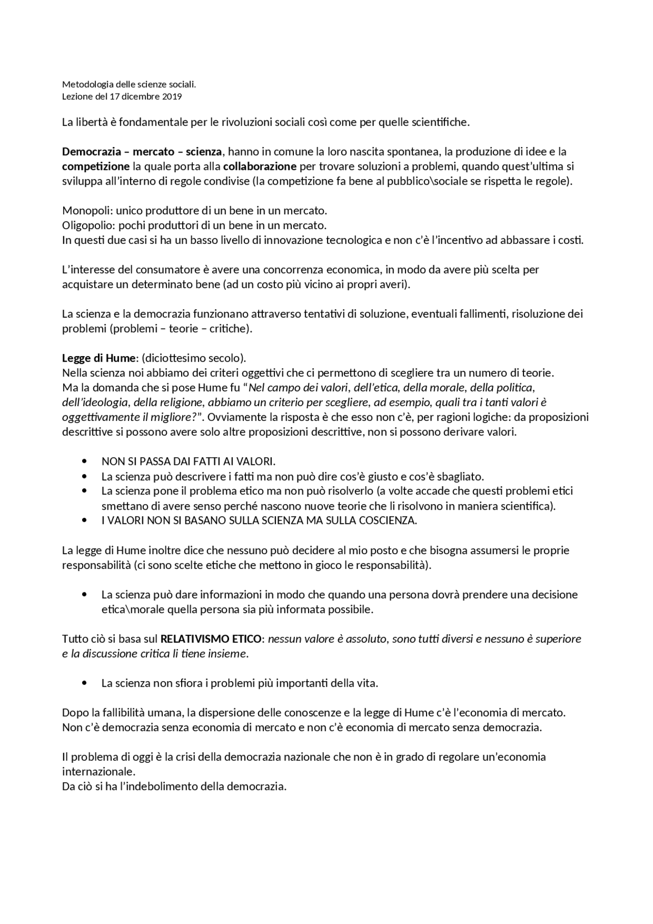 Appunti Metodologia Delle Scienze Sociali Docsity